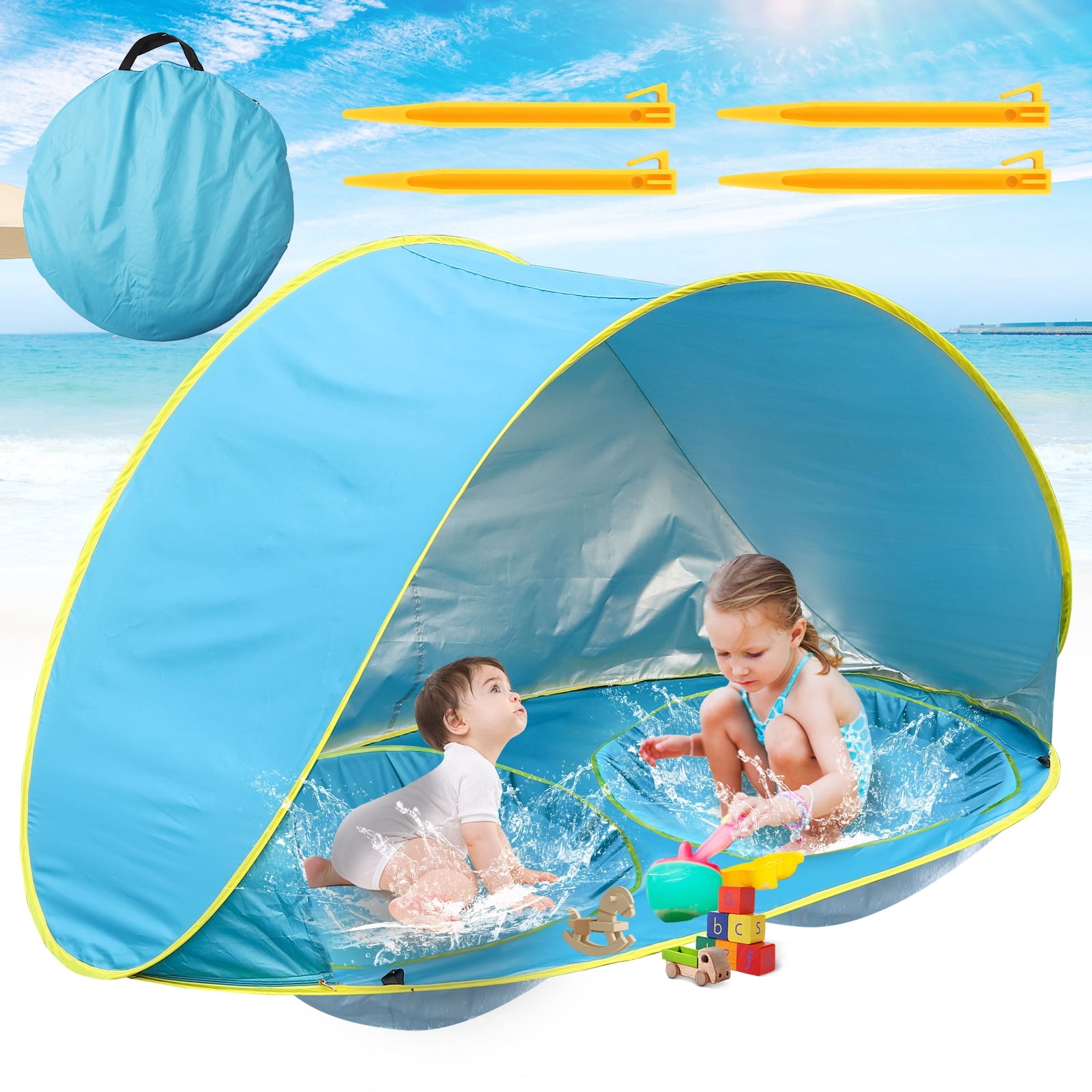 Baby Beach Tent-2 Pools Pop Up UPF 50+ Sunshade with Carry Bag ...