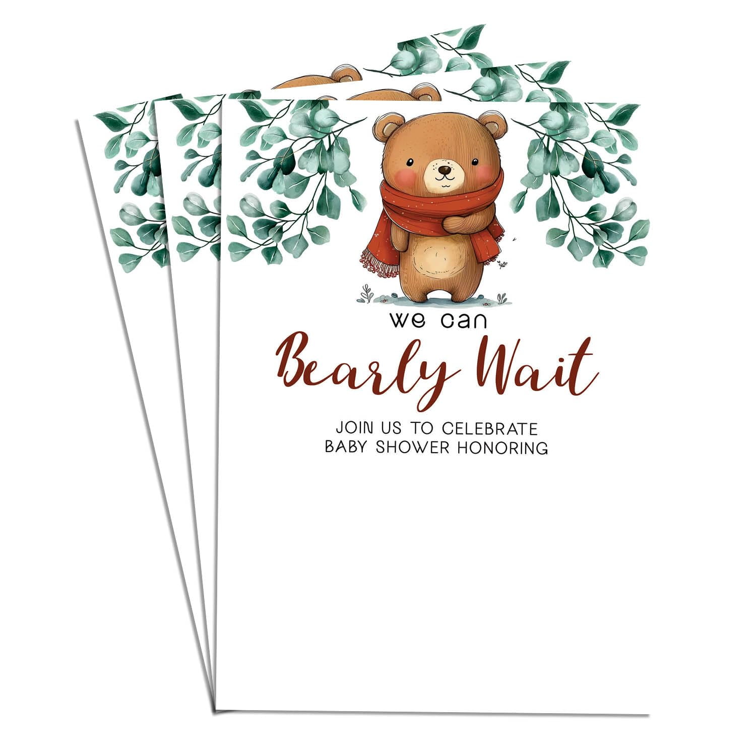 Baby Bear Elegant Baby Shower Invitations Card High-Quality Set of 50 ...