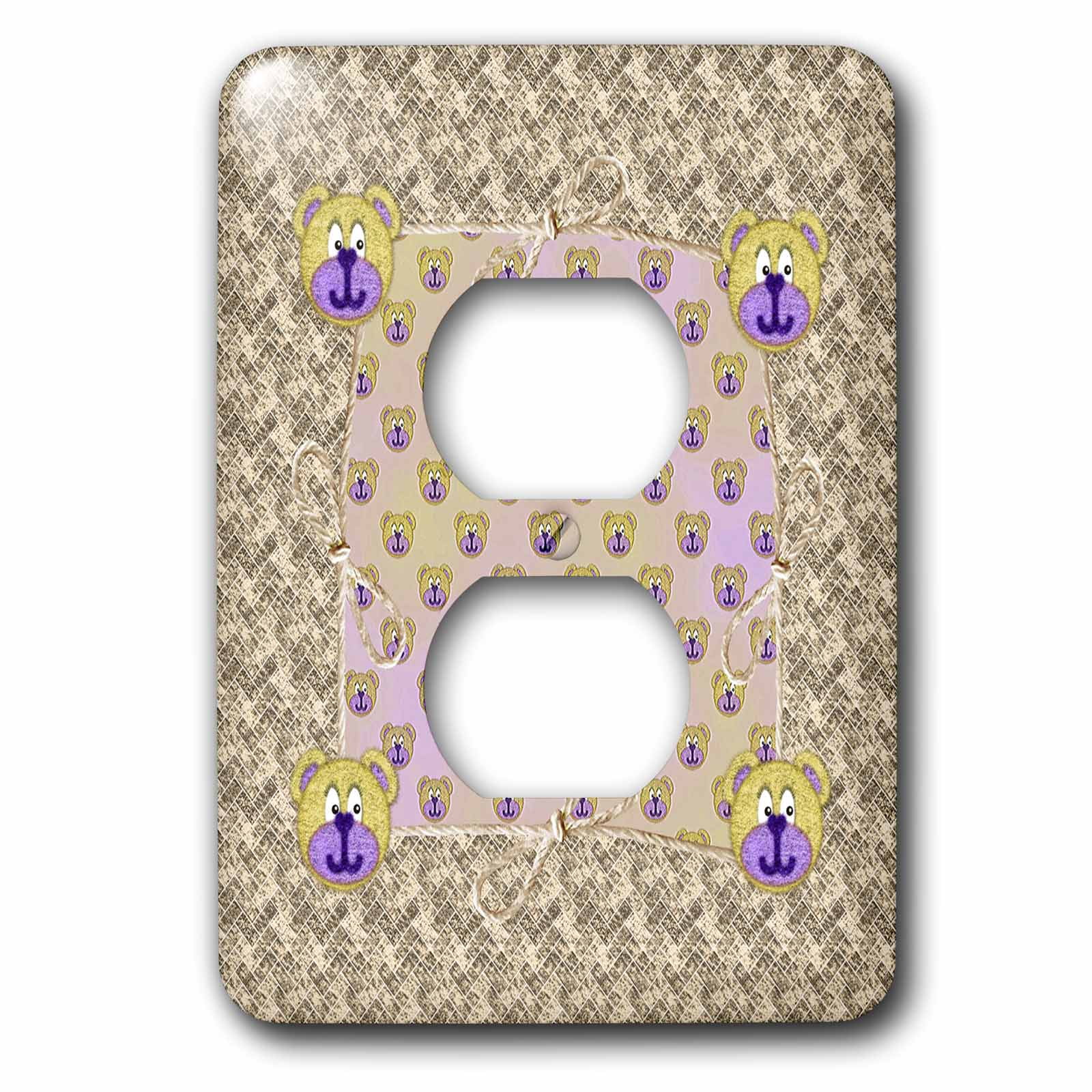 Baby Bear Faces Trimmed with Yarn, Yellow and Purple 2 plug outlet ...