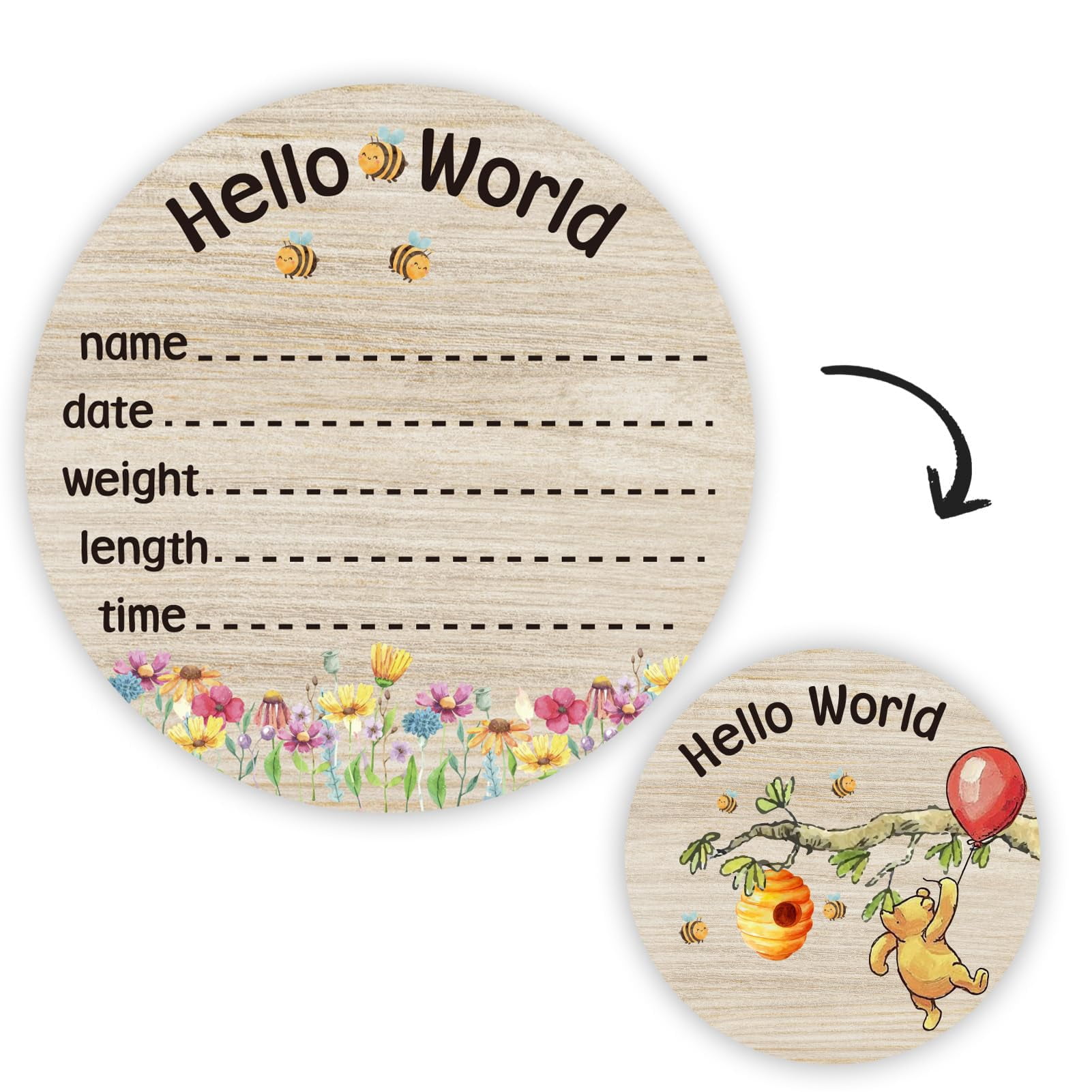 Baby Bear Newborn Baby Birth Announcement Sign, Hello World Newborn ...