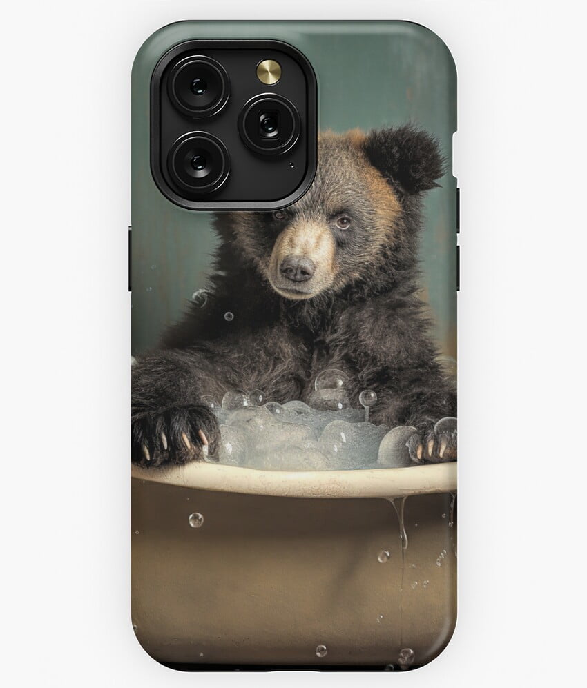 Baby Bear in Bathtub Cute Animal G1734 Phone Case for iPhone17 16 15 14 ...