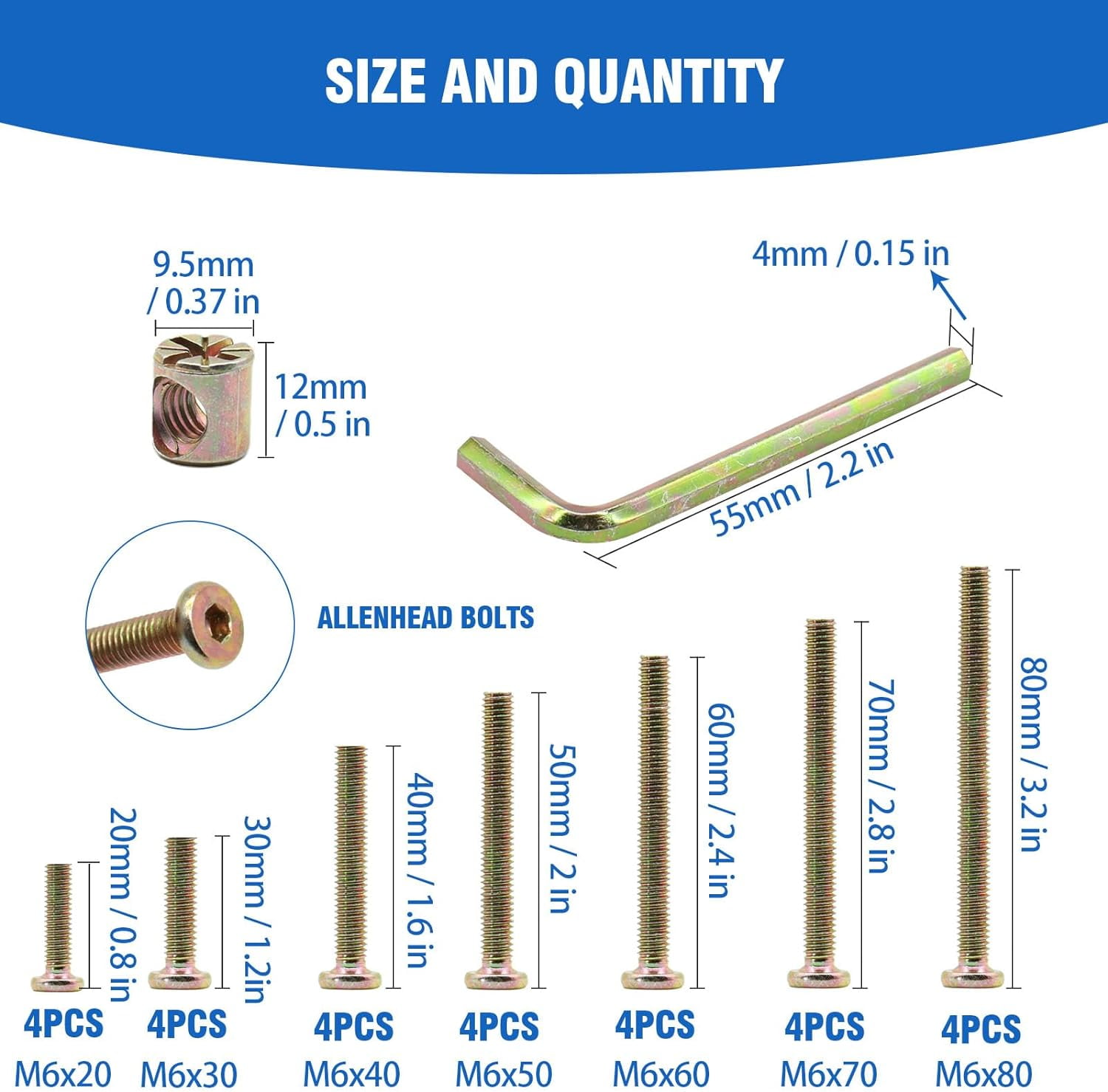 Baby Bed Crib Screws Hardware Replacement Kit, 28 Set Baby Bed Frame ...