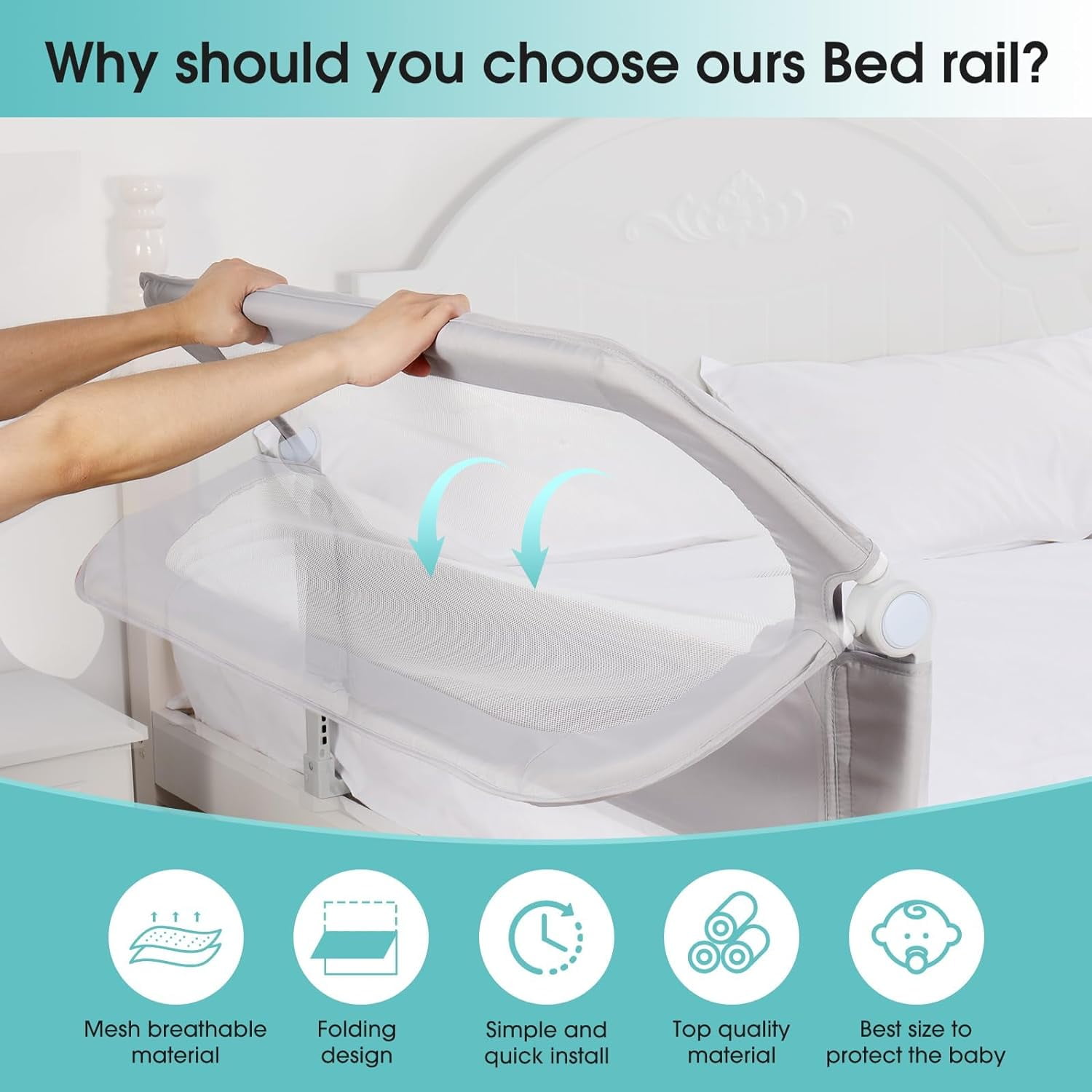 Baby Bed Rail Guard for Toddlers - 47" Toddler Bed Side Rails for Twin ...