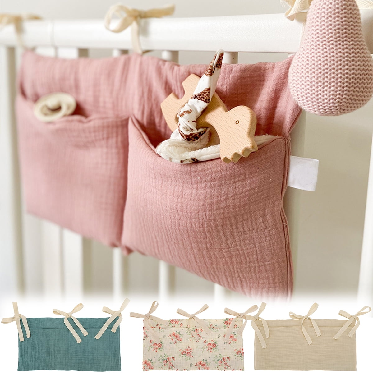 Baby Bedside Hanging Storage Bag,2 Pockets Organizer for Baby Cribs and ...