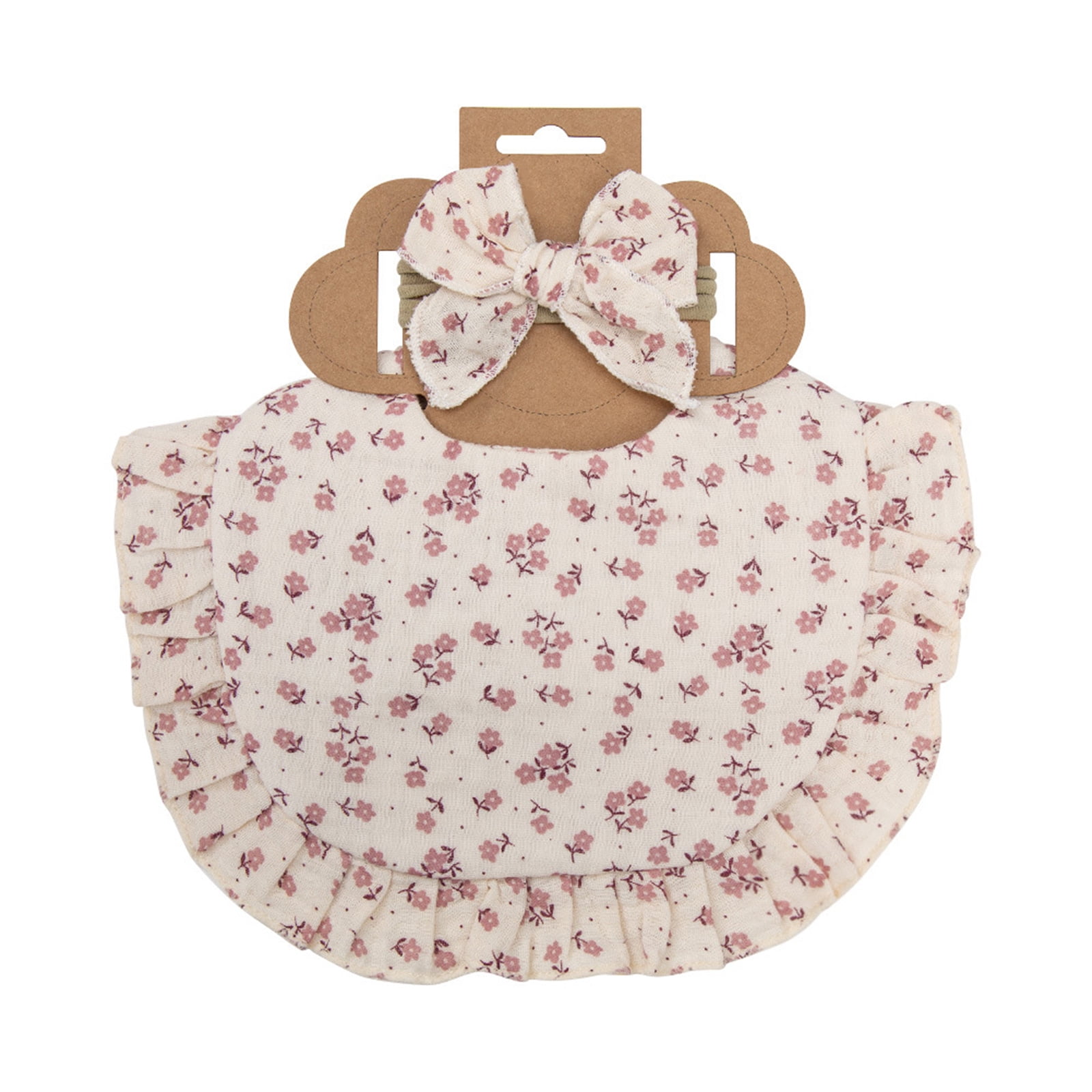 Baby Bib & Bow Headband Ruffle Drooling Bibs for Eating Baby Teething ...