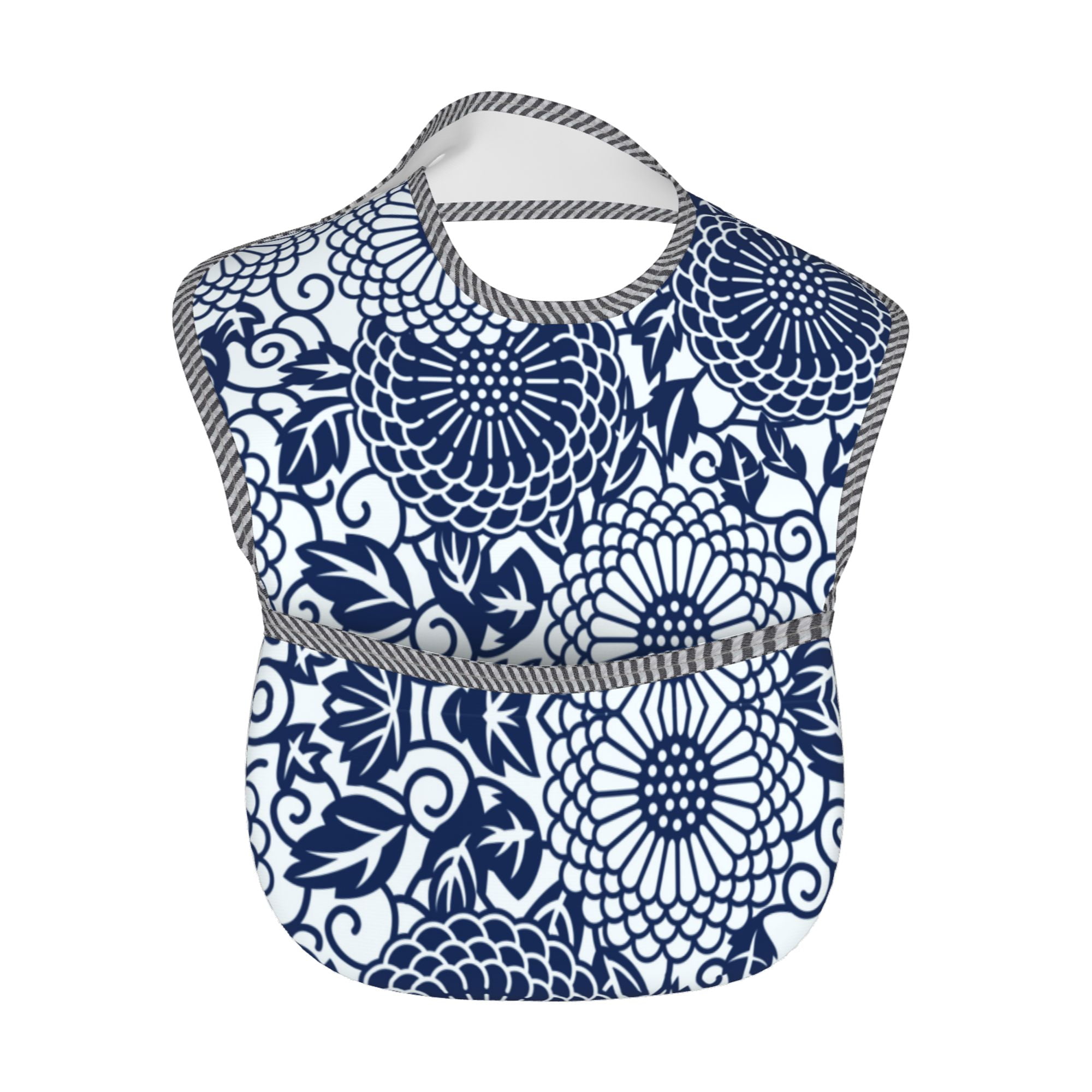 Baby Bibs Waterproof Toddler Bib Blue Floral Background Feeding Bib ...