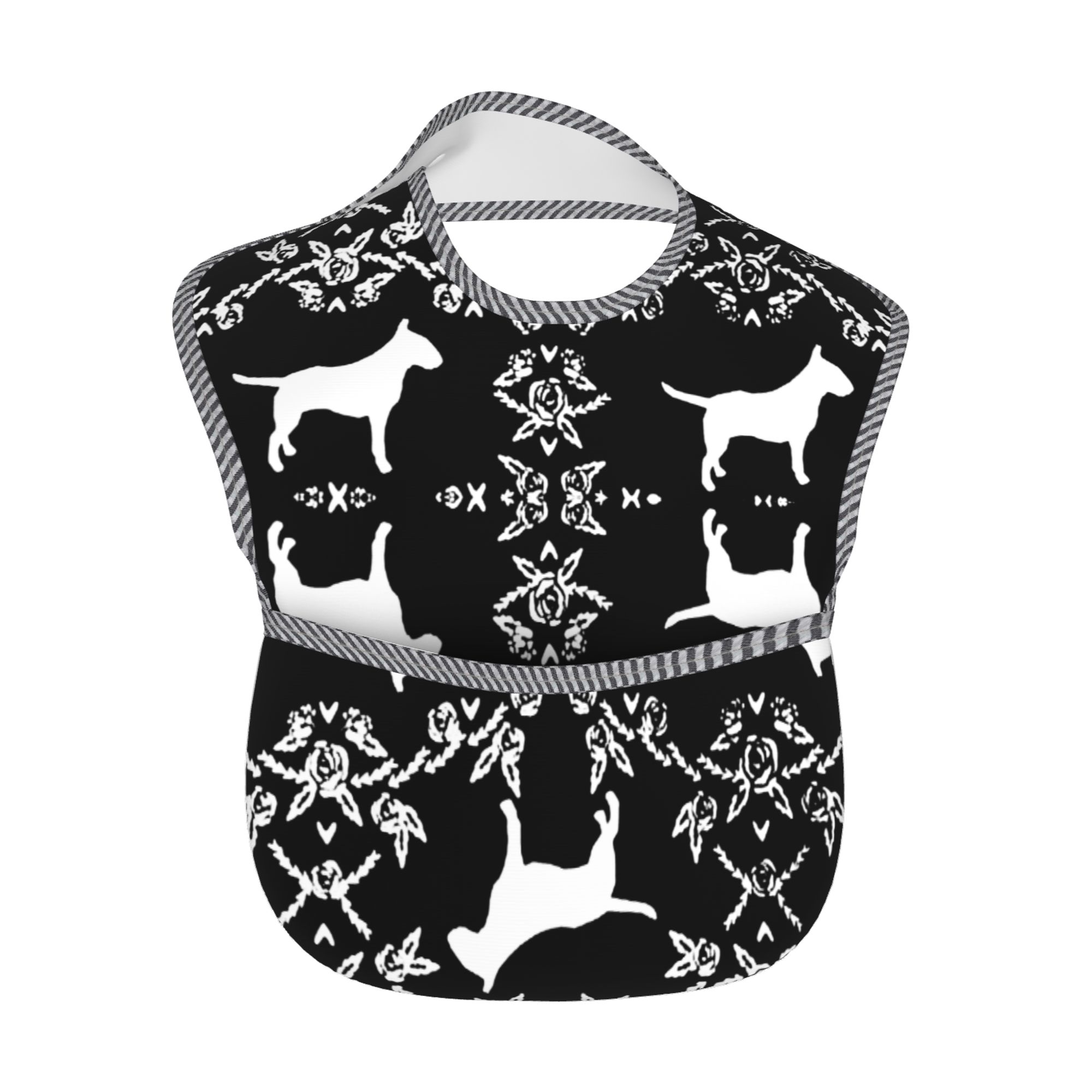 Baby Bibs Waterproof Toddler Bib Bull Terrier Floral Silhouette Dog ...