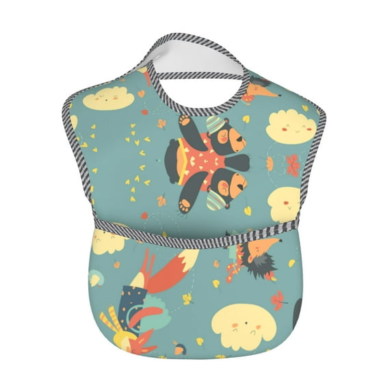 Baby Bibs Waterproof Toddler Bib Cartoon Animals Fox And Bear Feeding ...