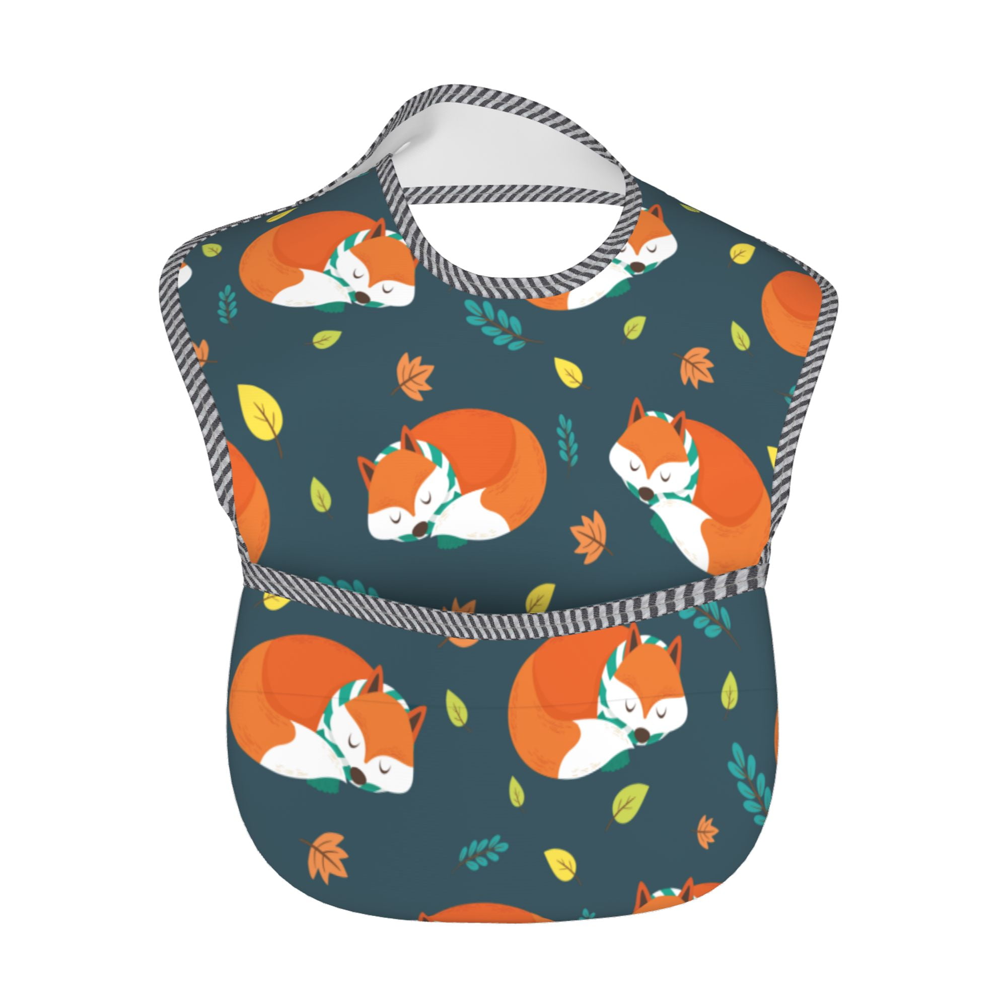 Baby Bibs Waterproof Toddler Bib Funny Fox Pattern Paw Print Feeding ...