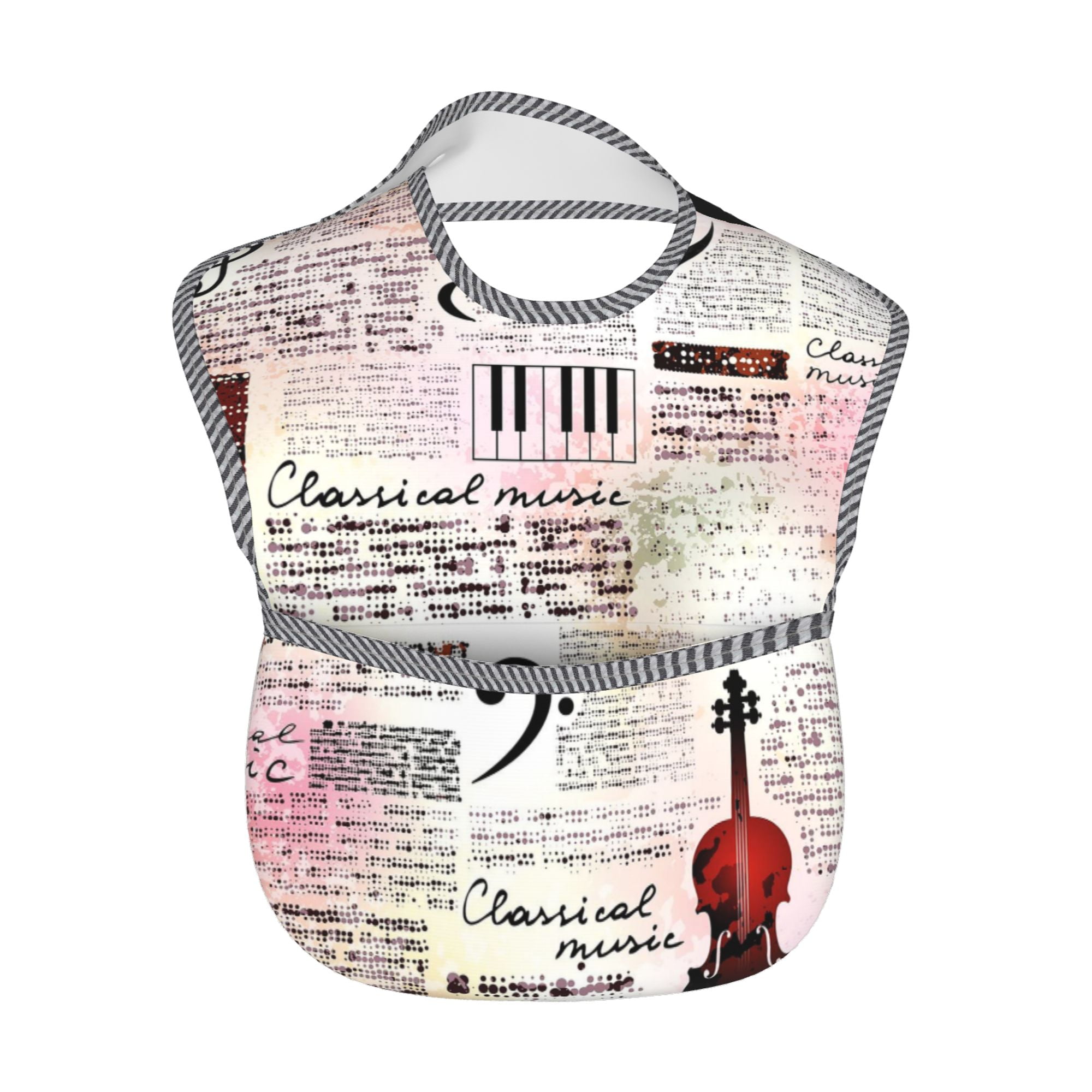 Baby Bibs Waterproof Toddler Bib Old Newspaper Decor, Classical Music ...