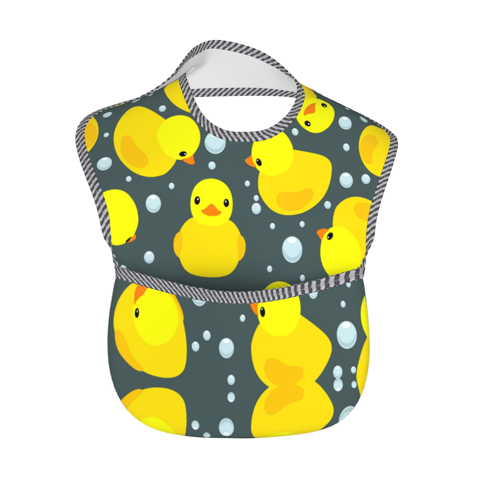 Baby Bibs Waterproof Toddler Bib Rubber-Duck Print Feeding Bib With ...