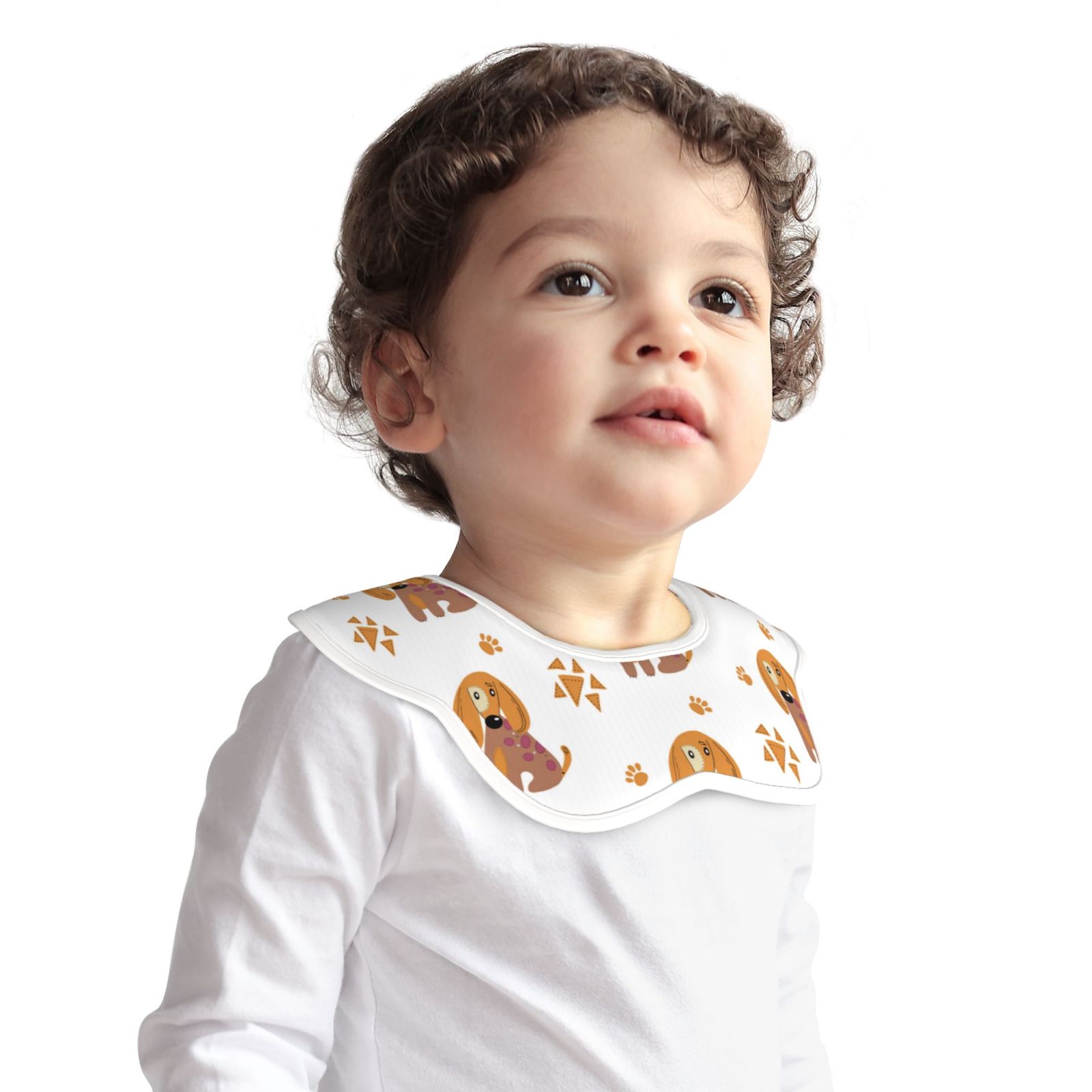 Baby Bibs for Girl Boy Cute Dog Puppy Footprints Soft Cotton Drool Baby ...