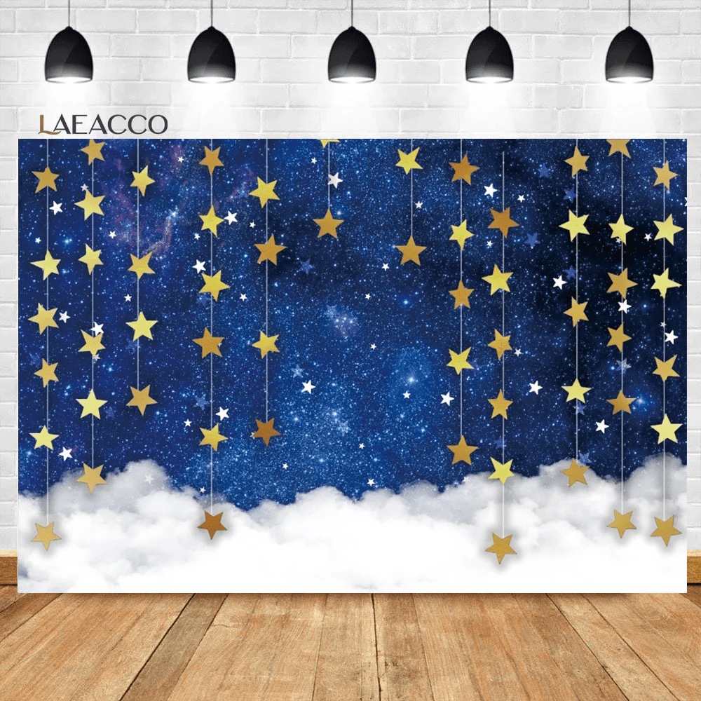 Baby Birthday Party Fantasy Starry Clouds Blue Background Newborn ...