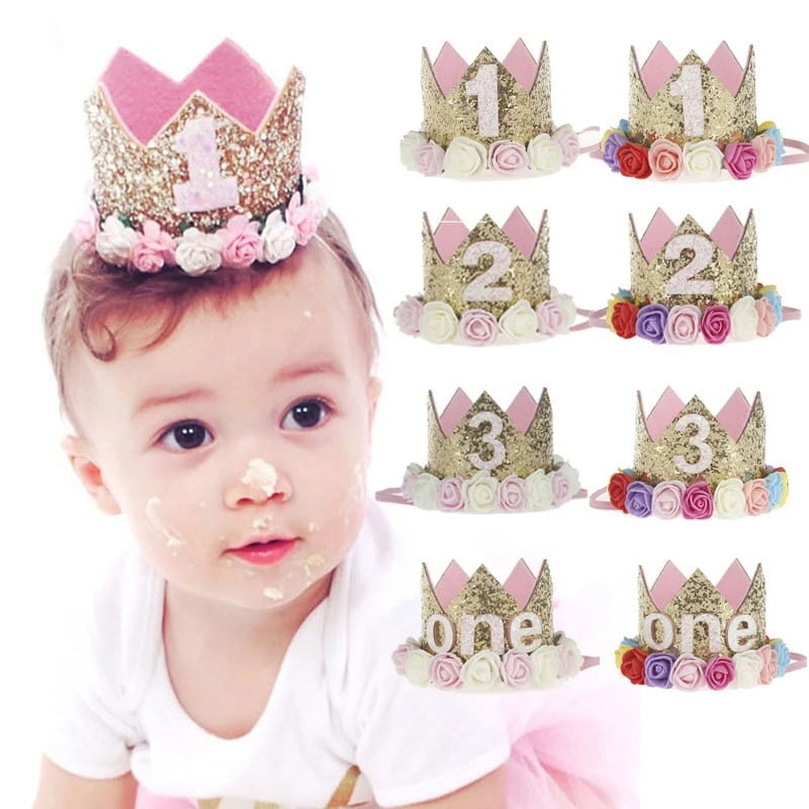 Baby Birthday Party Hat Crown 1 2 3 Year Baby Girl Princess Crown ...