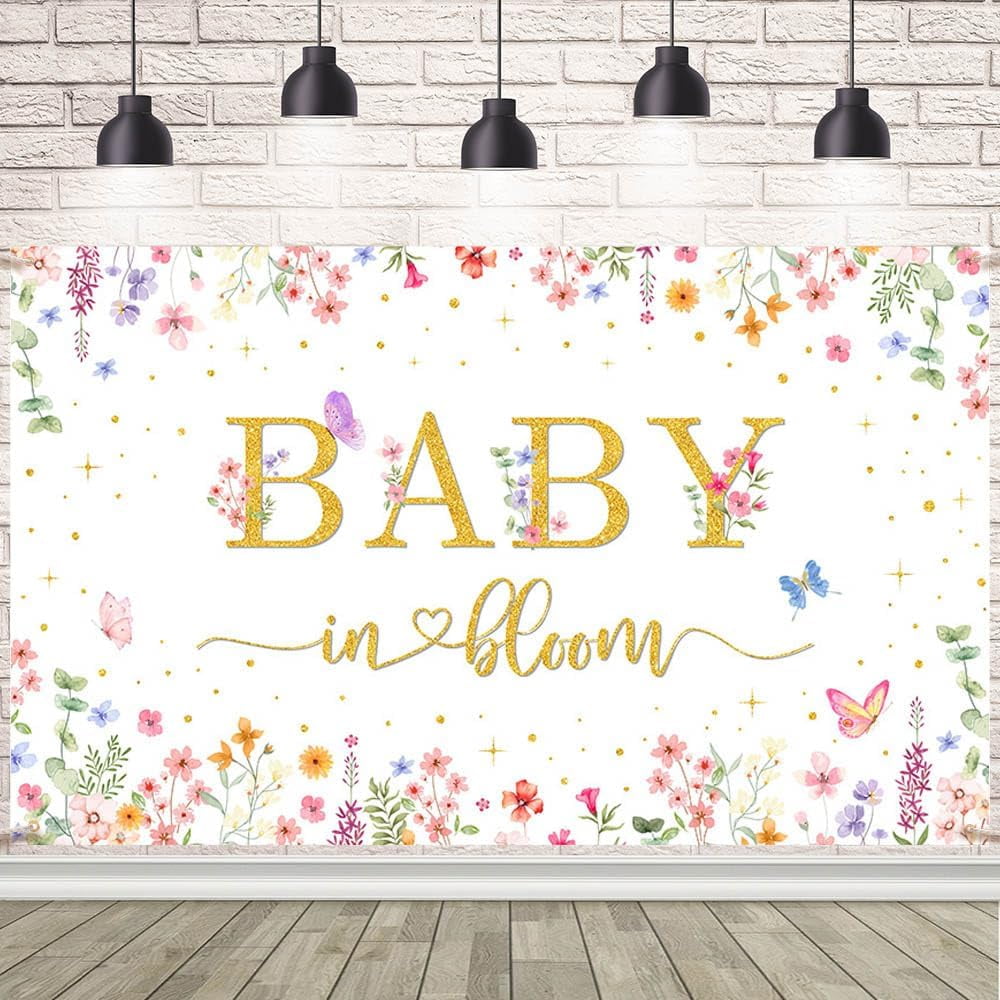 Baby in Bloom Backdrop for Girl Wildflower Baby in Bloom Baby Shower ...