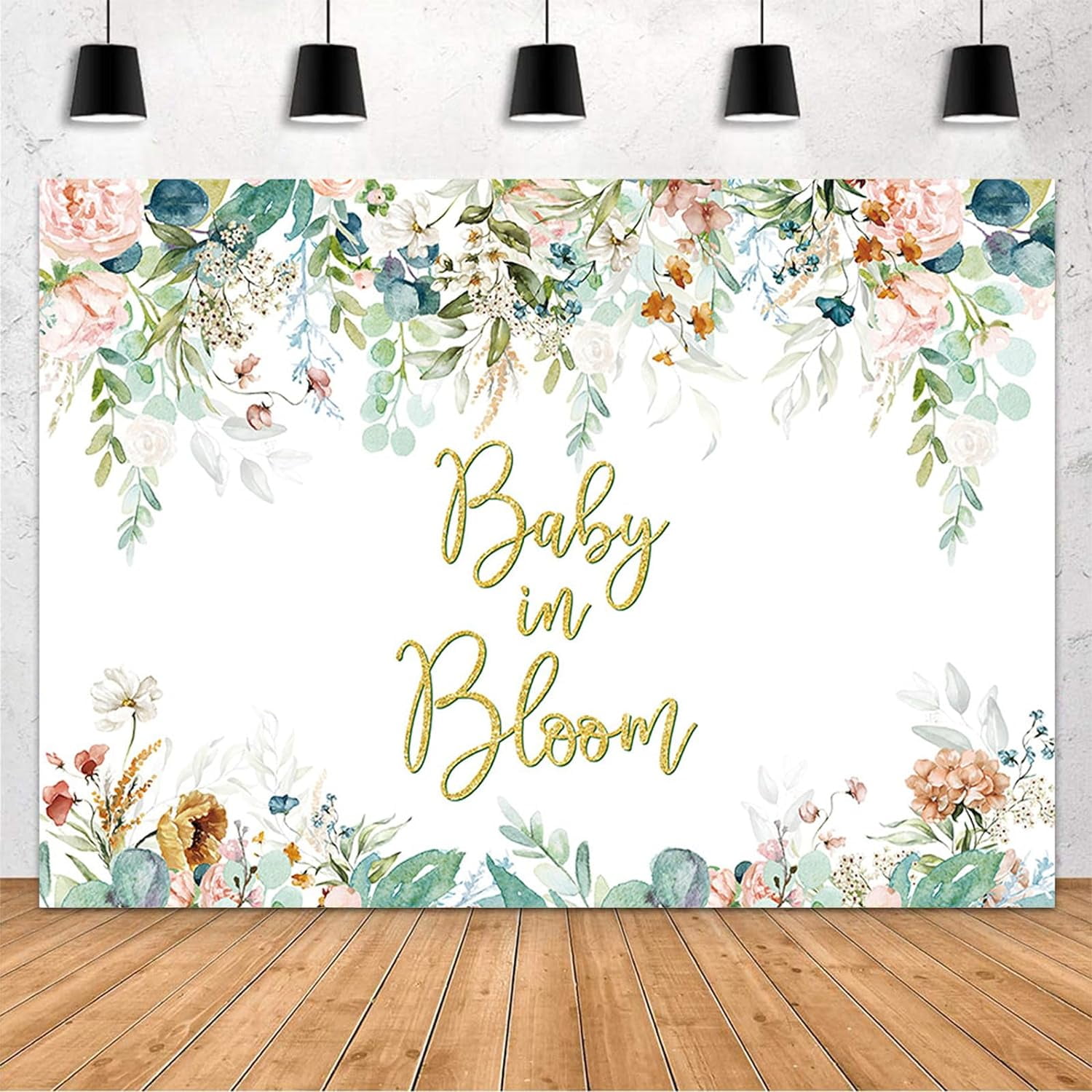 Baby in Bloom Backdrop Greenery Eucalyptus Leaves Baby Shower ...