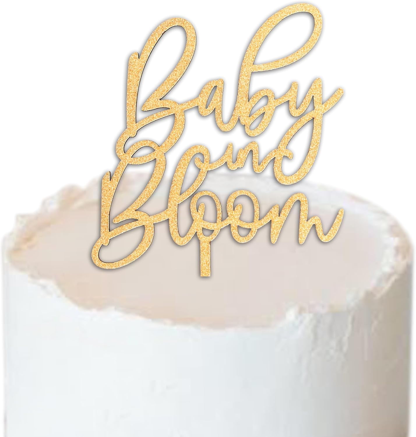 Baby in Bloom Cake Topper - Gold Glitter Baby shower cake sign ...