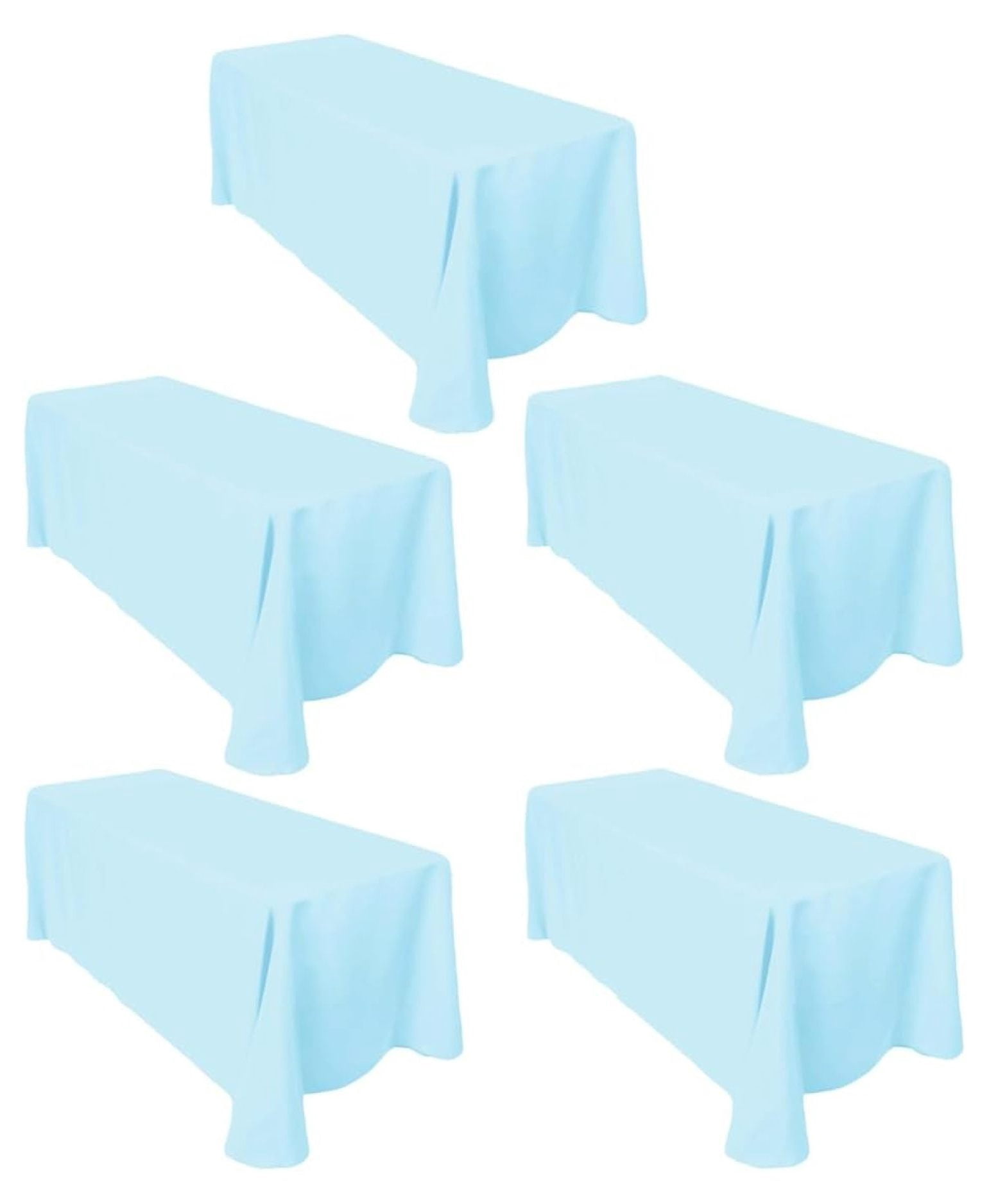 Baby Blue 5-Pack Rectangular Tablecloths 90 in x 156 in with Rounded ...