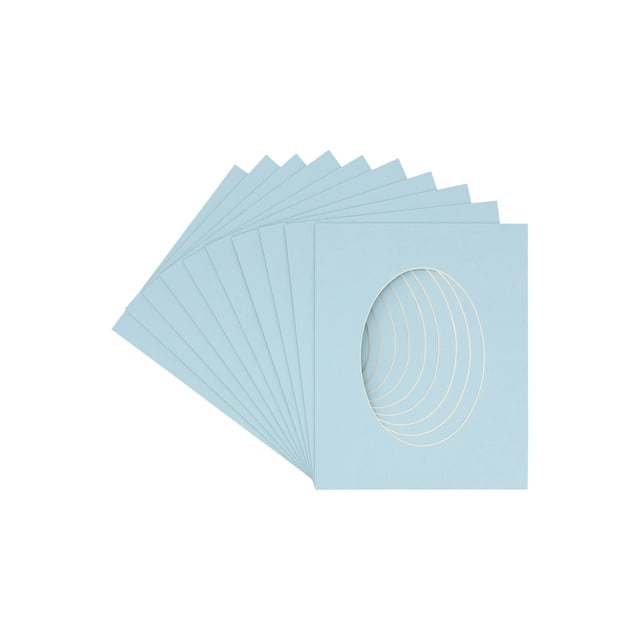 Baby Blue Acid Free 6x7.5 Oval Picture Frame Mat with White Core Bevel ...