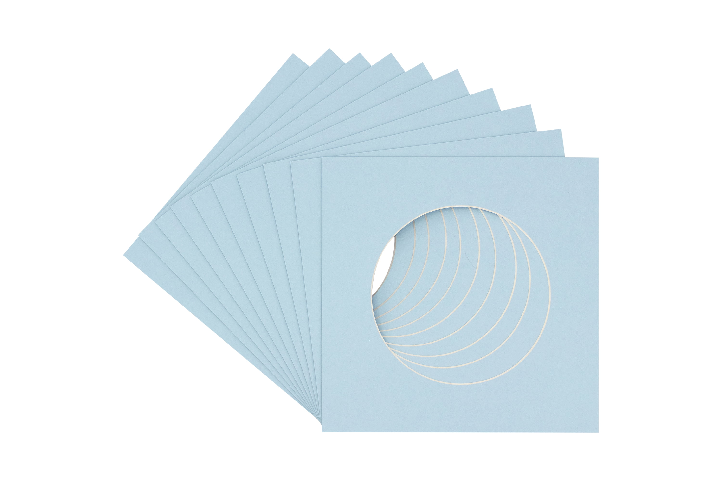 Baby Blue Acid Free 7x7 Cirlce Picture Frame Mat with White Core Bevel ...