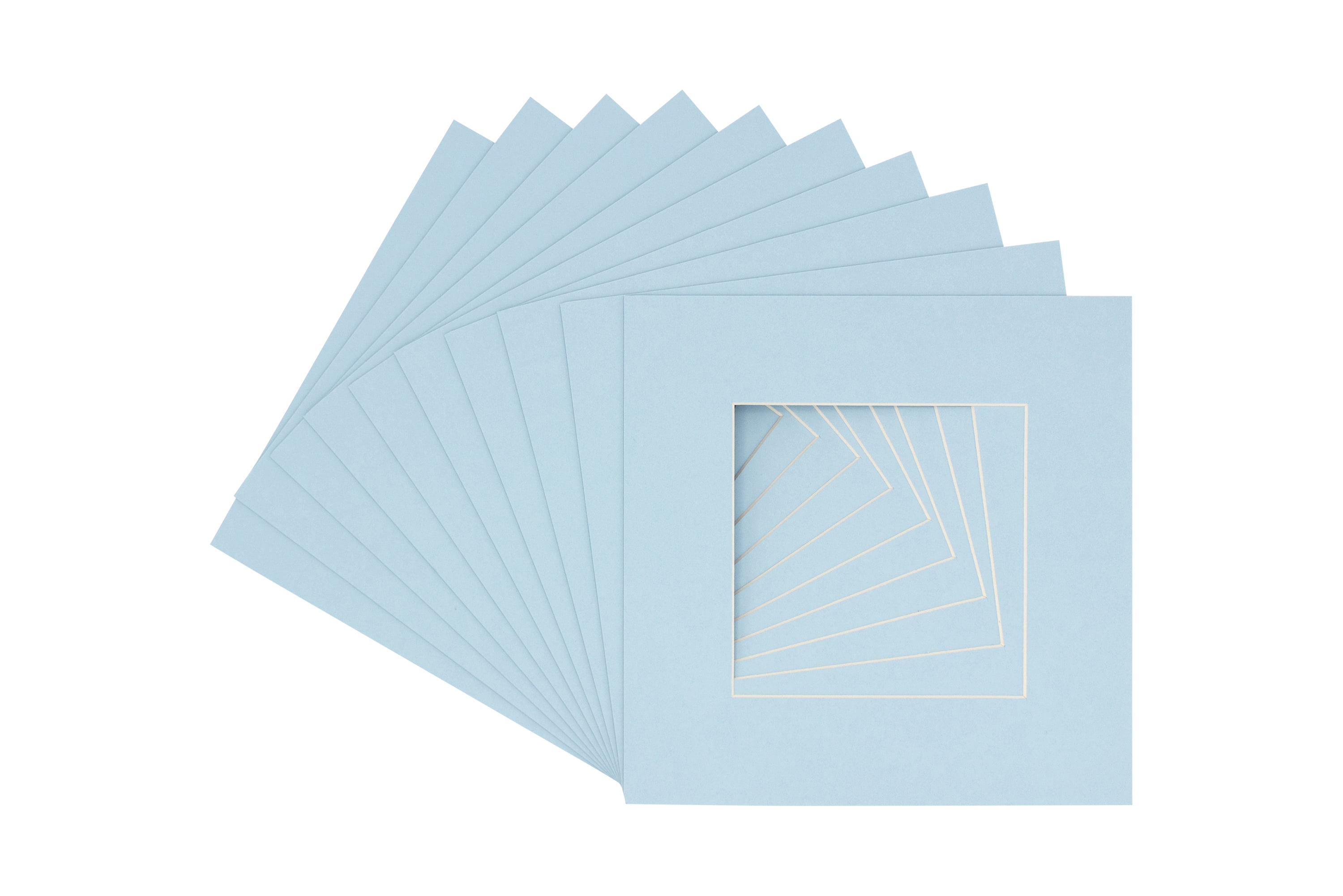Baby Blue Acid Free 7x7 Square Picture Frame Mat with White Core Bevel ...