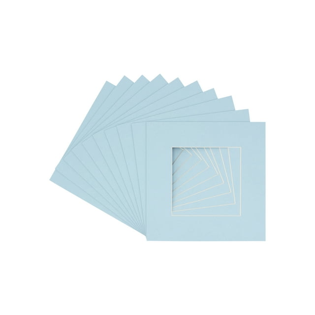 Baby Blue Acid Free 7x7 Square Picture Frame Mat with White Core Bevel ...