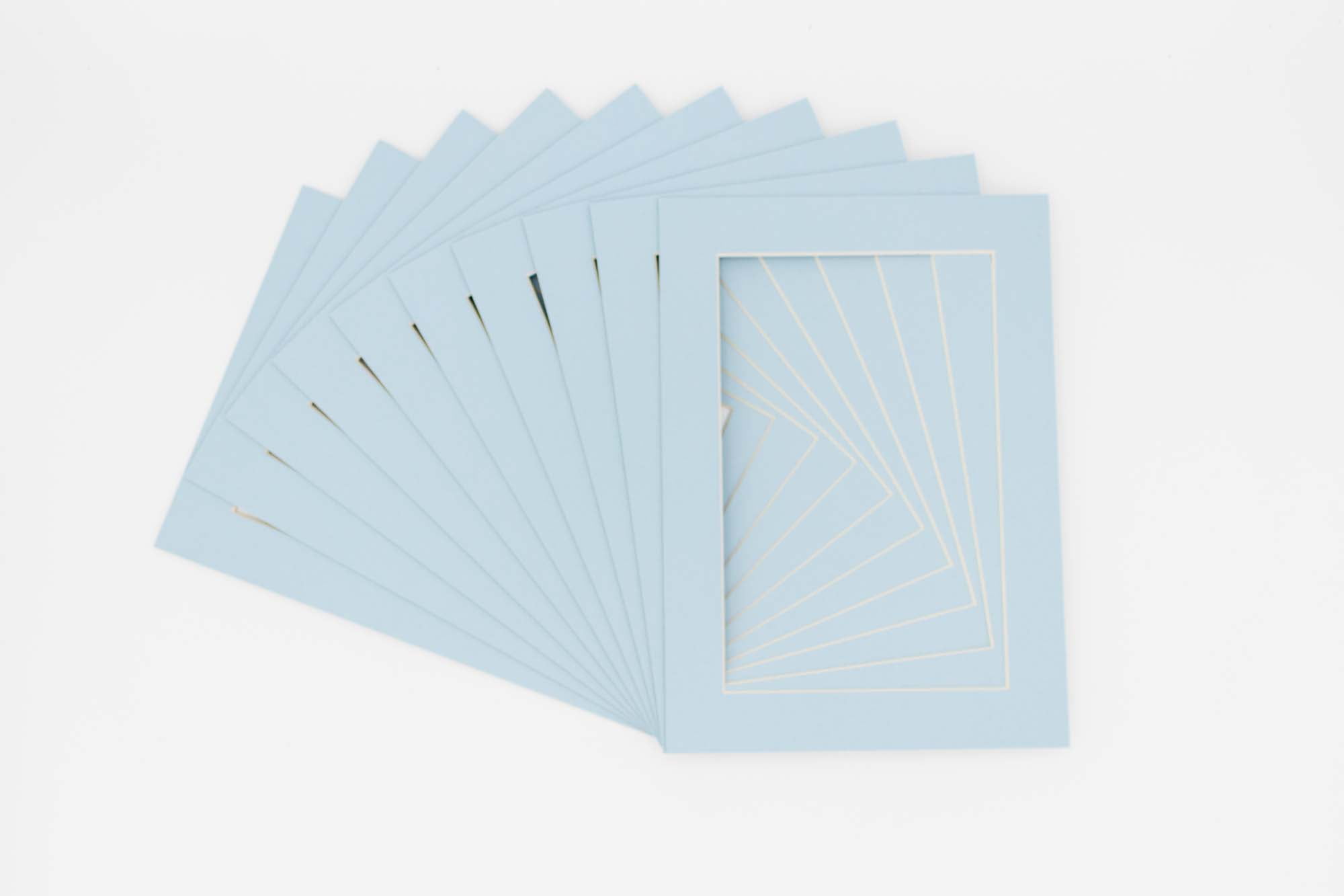 Baby Blue Acid Free 8x10 Picture Frame Mats with White Core Bevel Cut ...