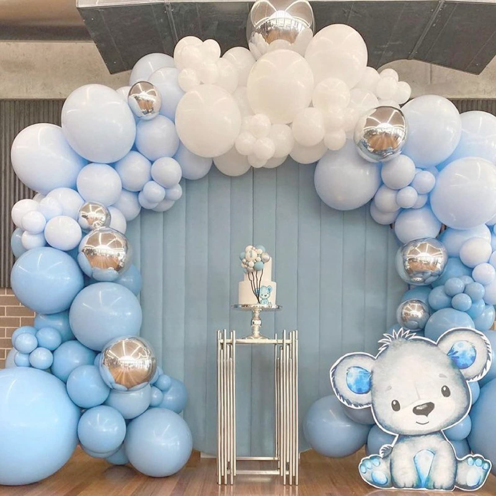Baby Blue Balloon Garland Kit - AFN1114pcs Macaron Blue Silver Balloon ...