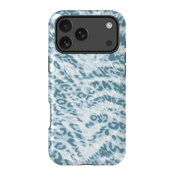 Baby Blue Brushed Leopard and Tiger Stripes Pattern for iPhone 17 16 15 14 13 12 11 Pro Max ...