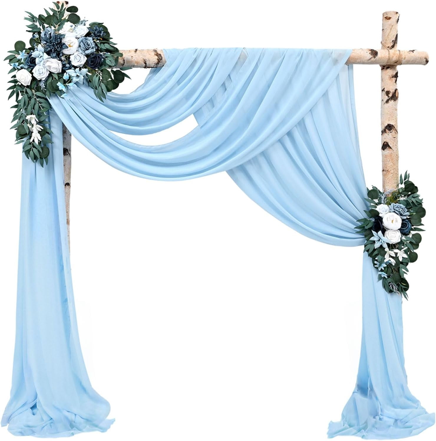 Baby Blue Chiffon Fabric Drapes for Wedding Arch - 4 Panels, 20 Ft ...