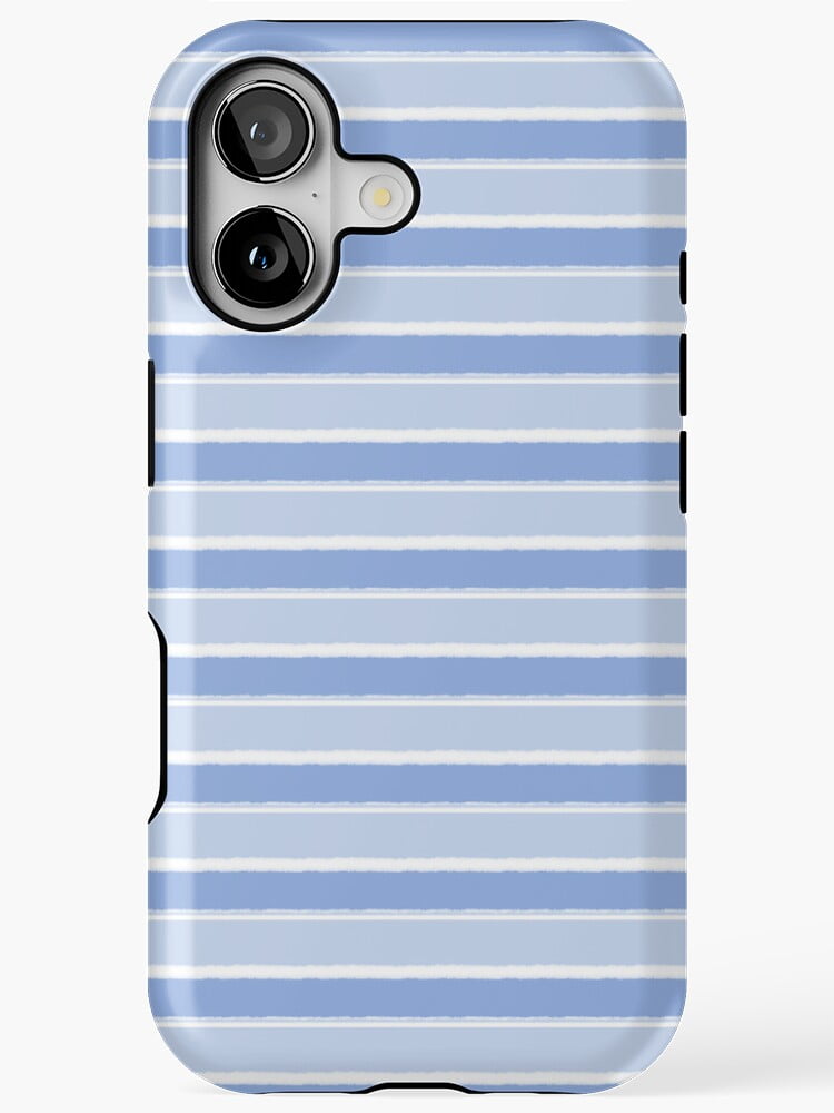 Baby Blue Cottage Stripes Soft Retro Pattern iPhone Case 11 12 13 14 15 ...