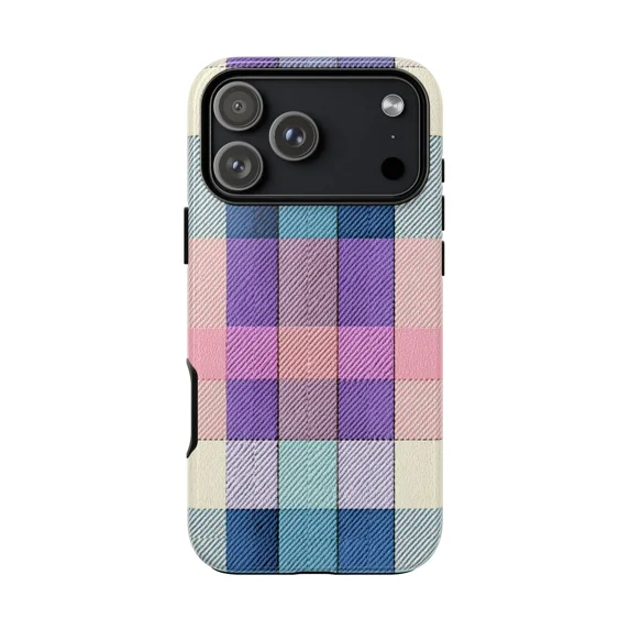 Baby Blue Cream Pastel Plaid Pattern Phone Case for iPhone 17 11 12 13 ...