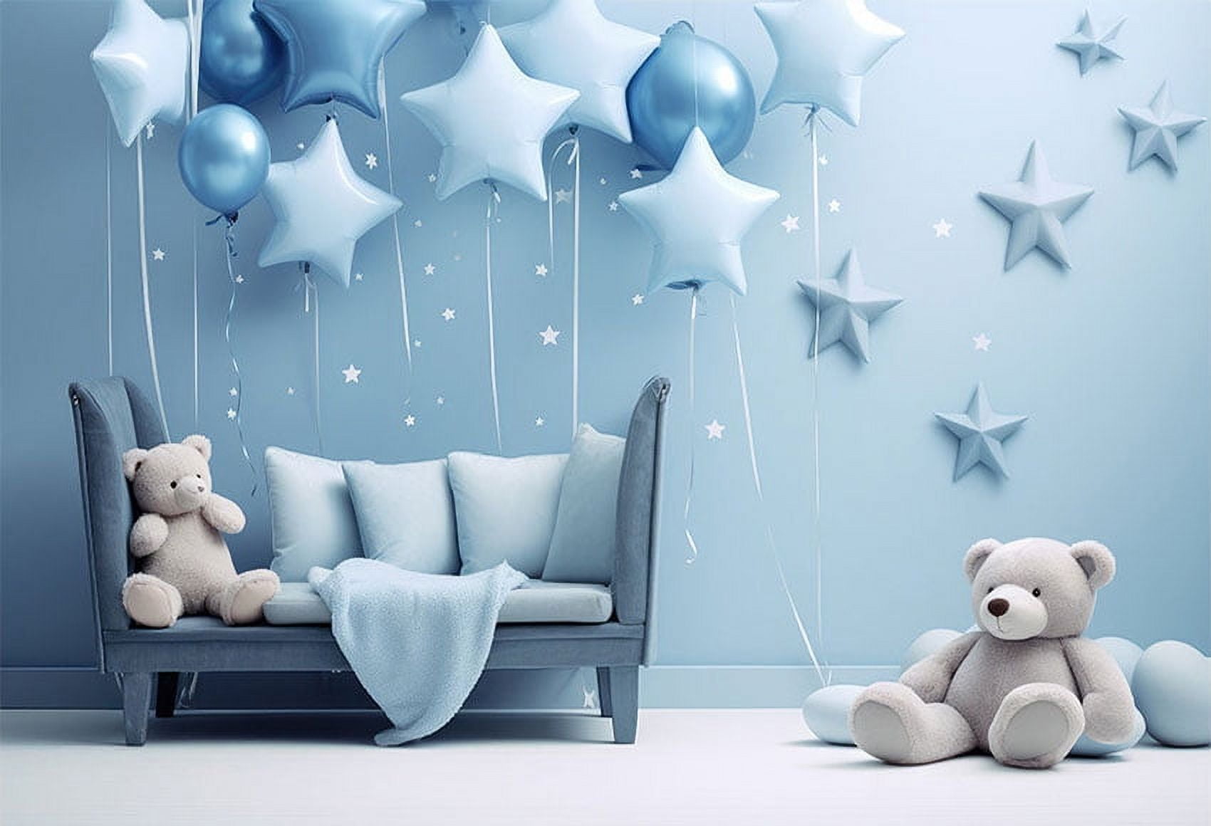 Baby Blue Cute Bear Balloon Kids Birthday Party Cake Smash Portrait r ...