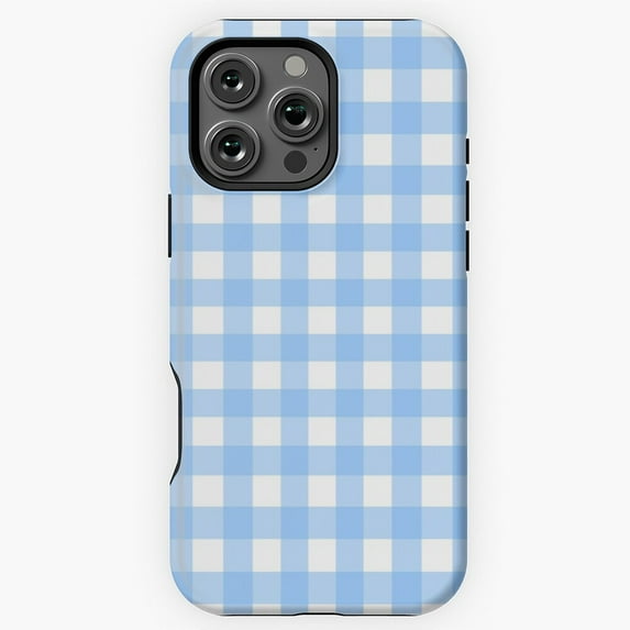 Baby Blue Gingham Pattern Minimalist iPhone Tough Case 17 through 11 ...