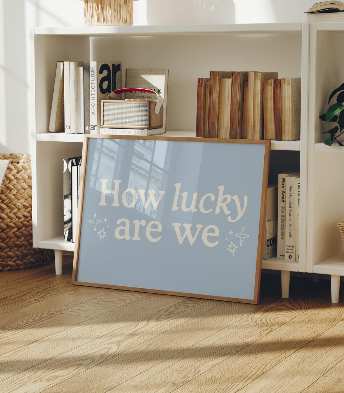 Baby Blue How Lucky Are We Fun Typography Dorm Decor Poster, Unframed ...