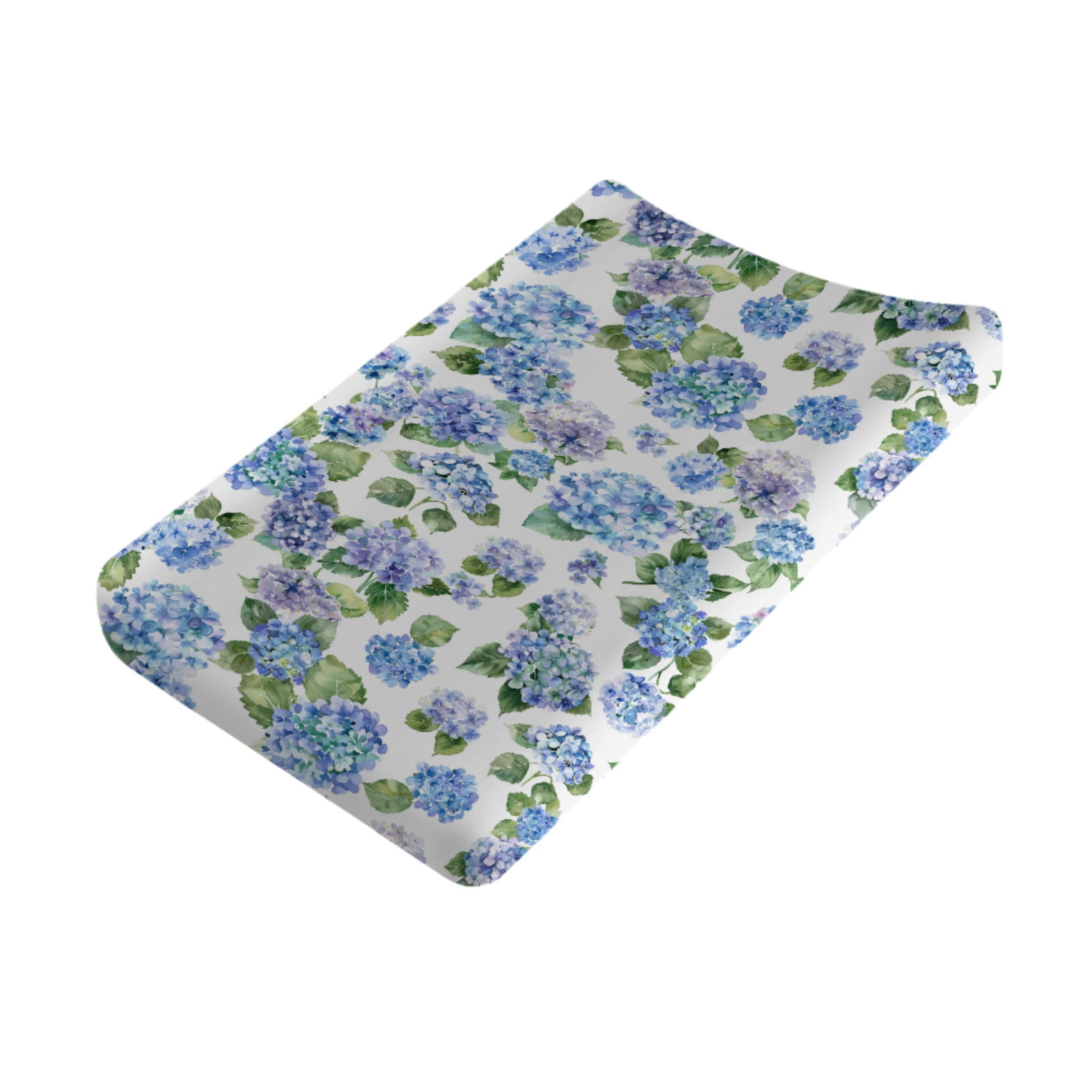 Baby Blue Hydrangea Floral Changing Pad Cover Watercolor Hydrangea ...