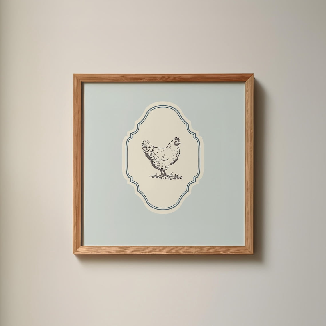 Baby Blue Ornate Vintage Chicken, Instant, Trendy Decor, Living Room ...