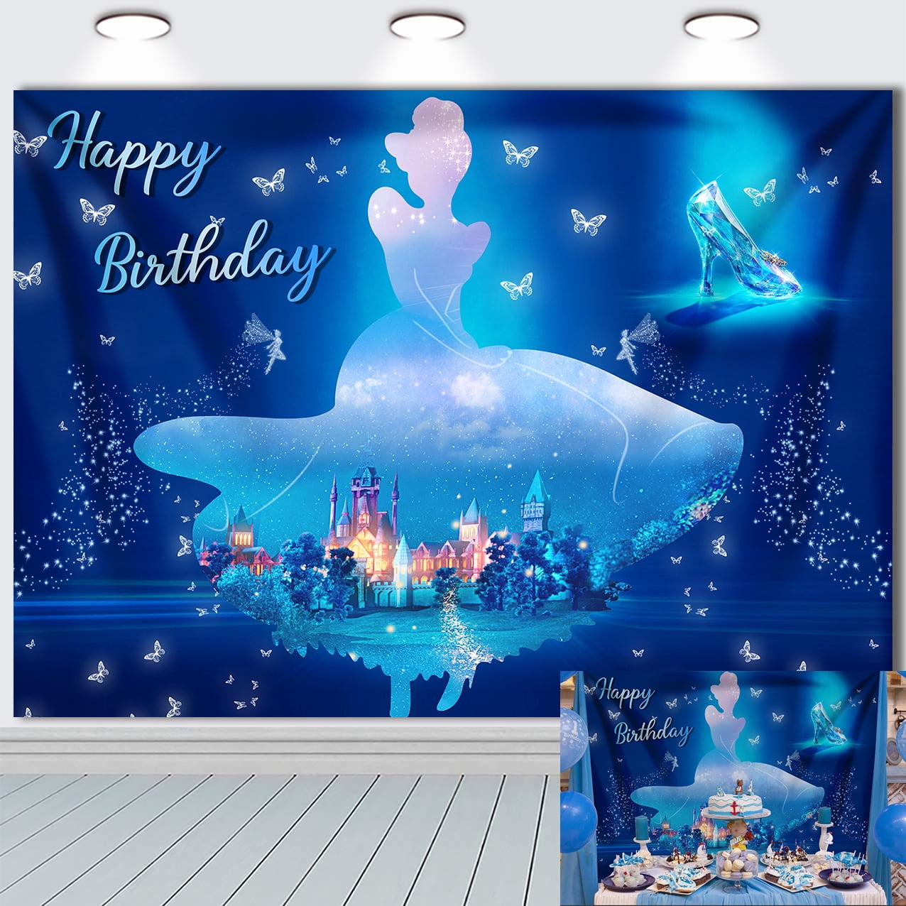 Baby Blue Princess Party Backdrop 7x5ft Fantasy Castle Princess ...