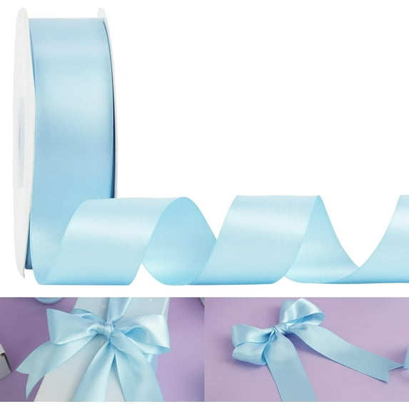 Baby Blue Satin Ribbon - 1.5 inch Double-Faced, 50 Yards for Gift ...