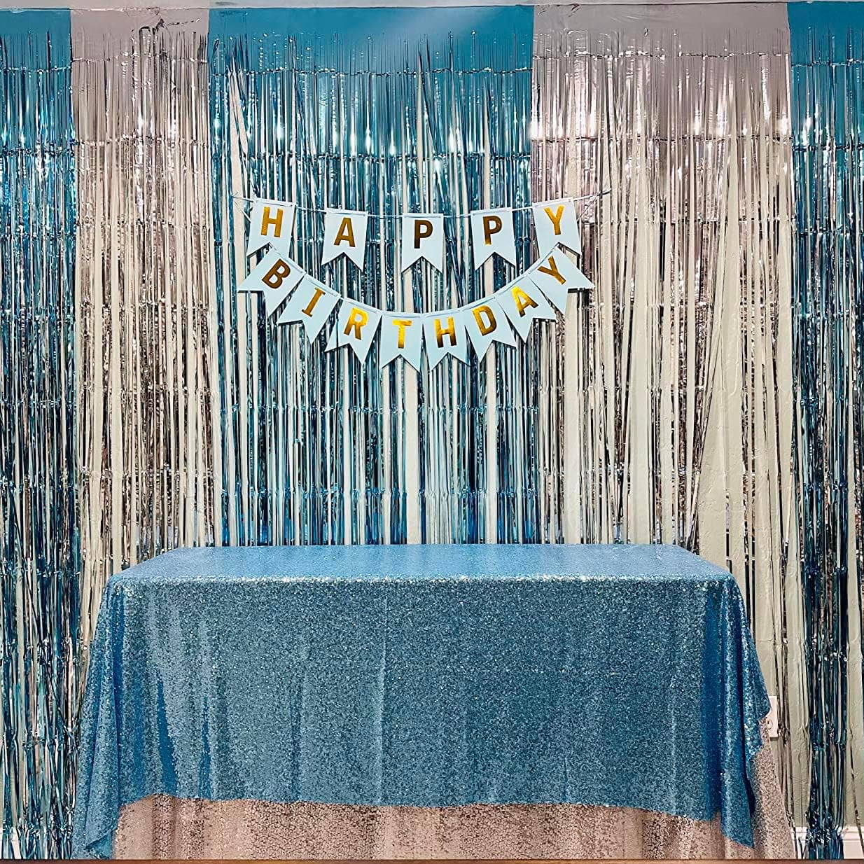 Baby Blue Sequin Tablecloth 50"x80" Glitter Table Cover Metallic ...