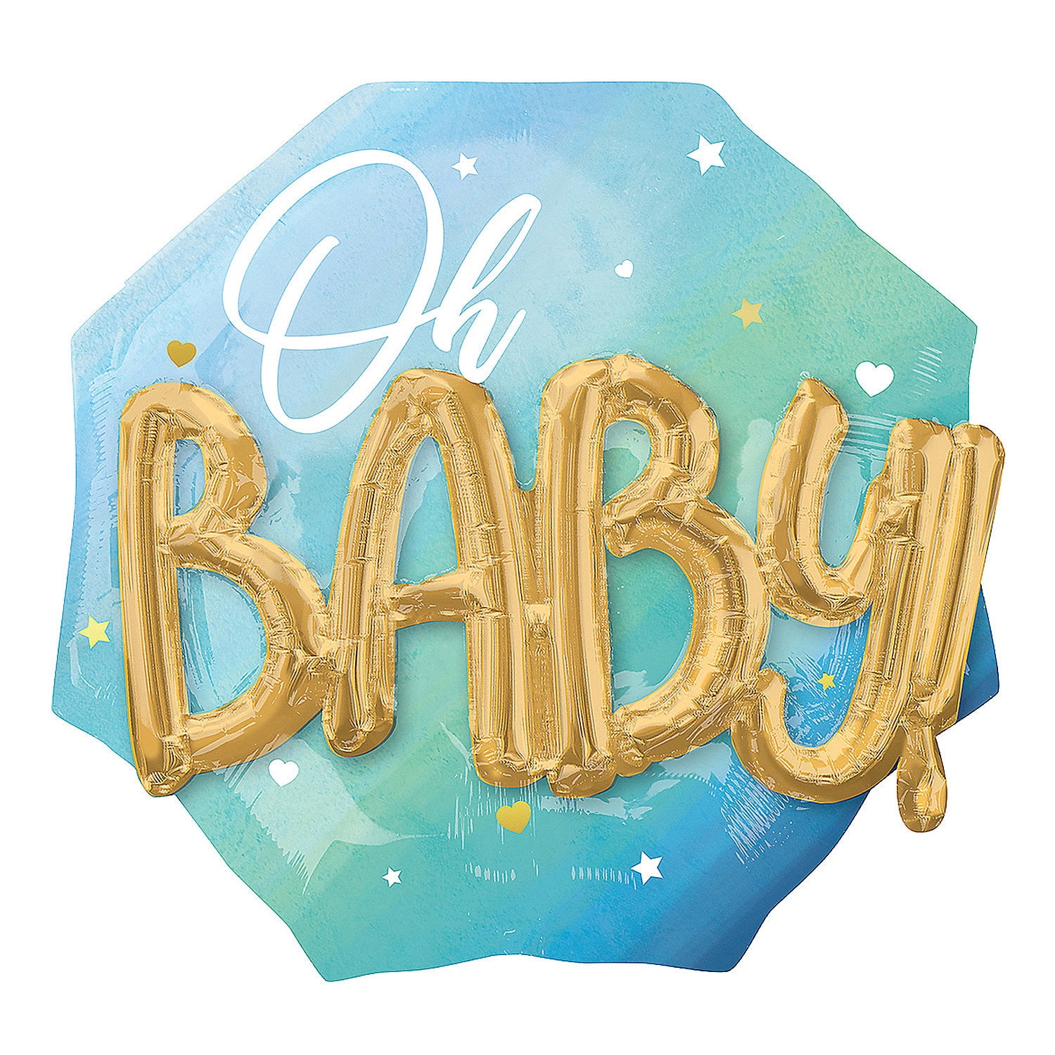 Baby Blue and Gold 30" Octagon Mylar Balloon - Walmart.com