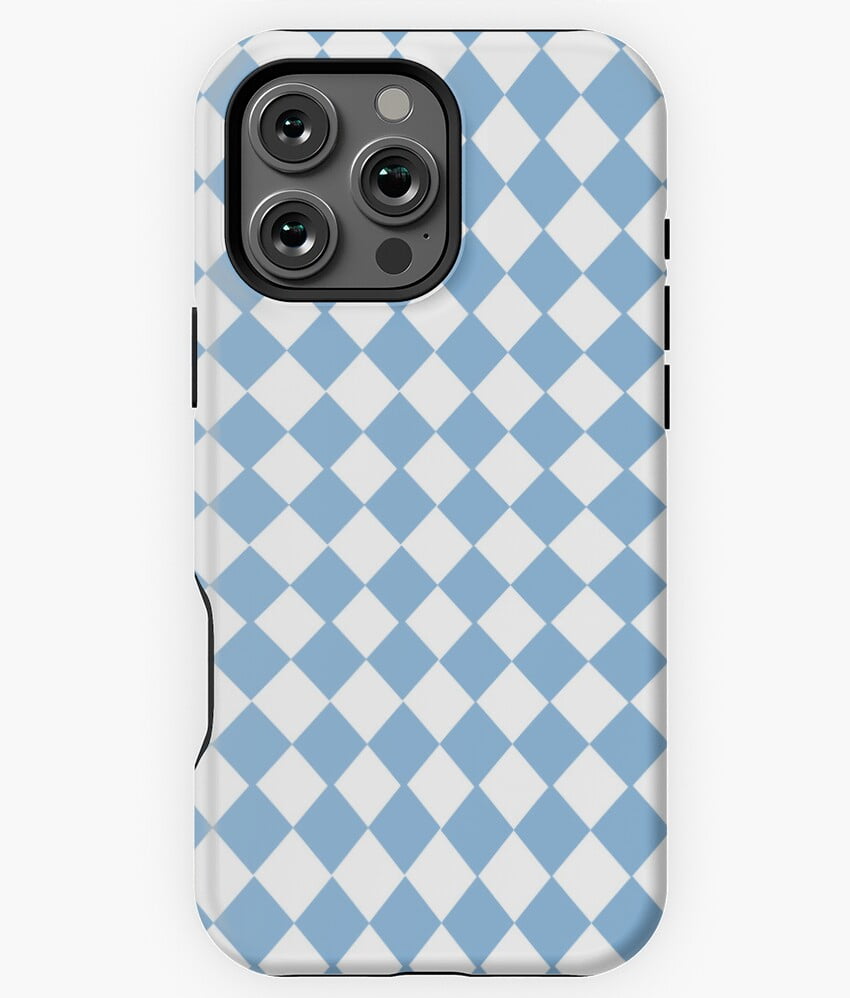 Baby Blue and White Diamond Pattern N7076 Phone Case for iPhone 17 16 ...