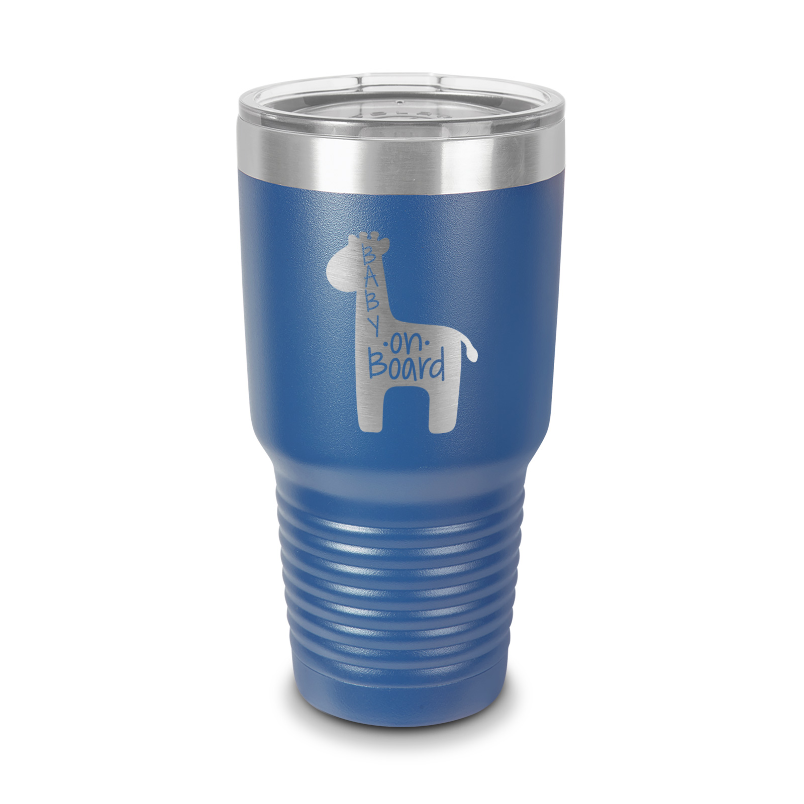 Baby on Board Giraffe Tumbler 30 oz - Laser Engraved w/ Clear Lid ...