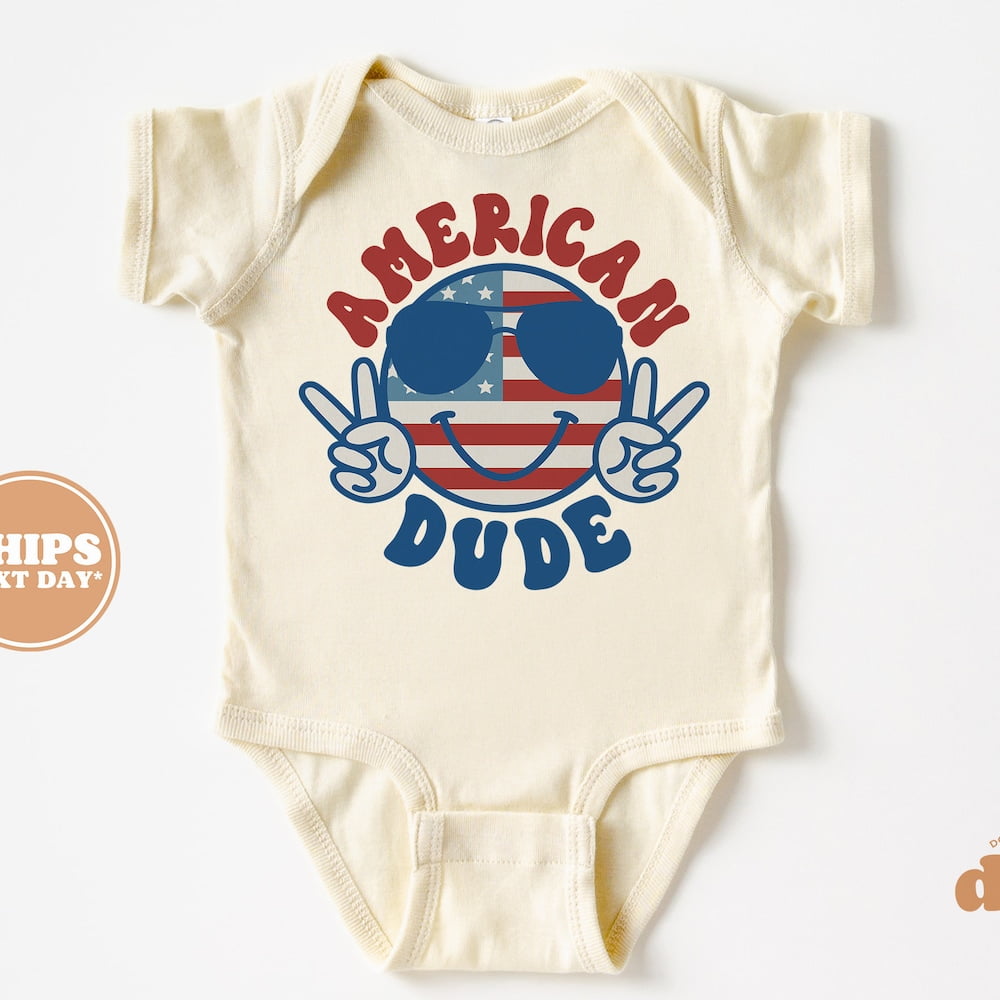 Baby Bodysuit, American Dude Happy Face 4Th Of July Shirts & Bodysuit ...