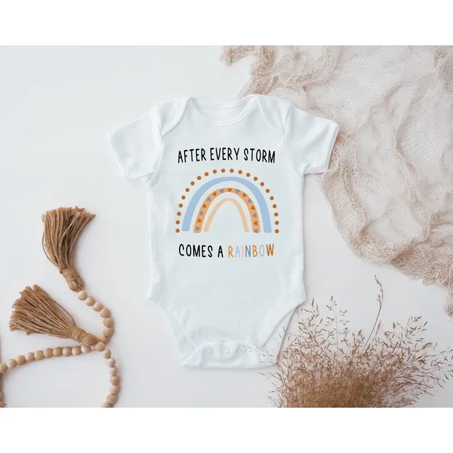 Baby Bodysuit BELLA CANVAS After Every Storm Comes A Rainbow Blue Baby ...