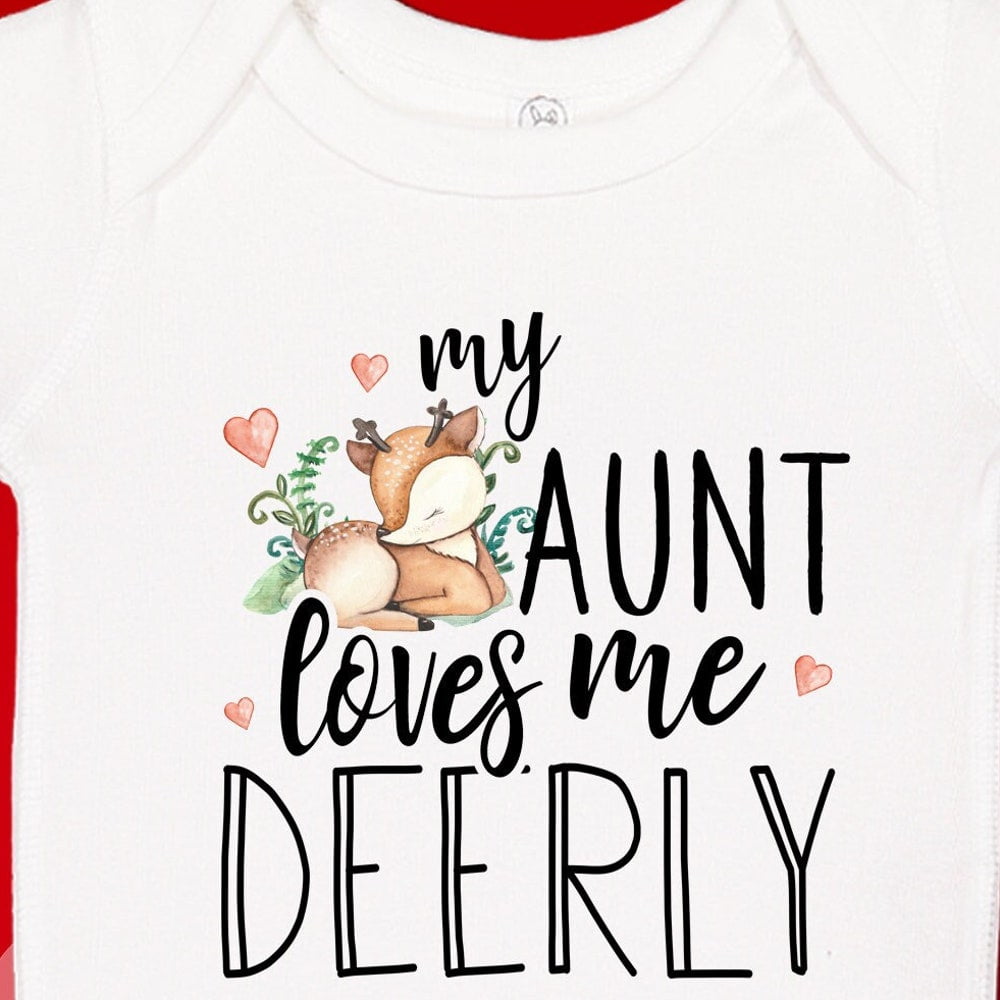 Baby Bodysuit BELLA CANVAS My Aunt Loves Me Deerly Baby Bodysuit, Aunt Niece Baby Clothes, Aunt ...