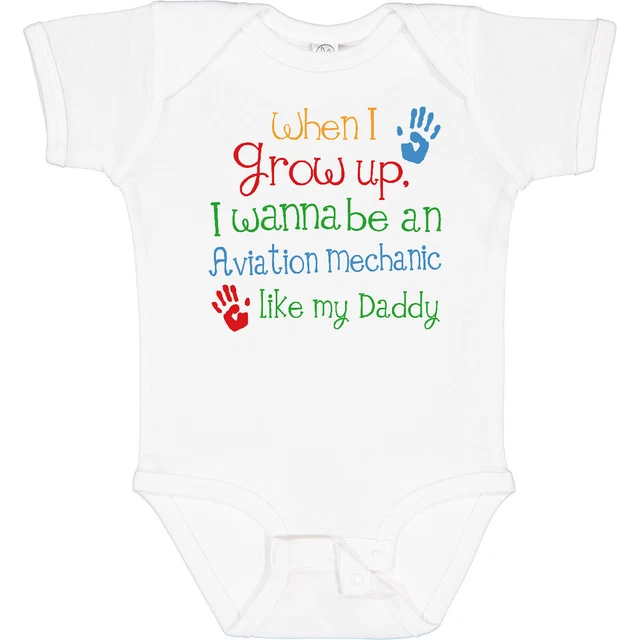 Baby Bodysuit BELLA CANVAS Aviation Mechanic Like Daddy Infant Creeper Childs Kids Son My Cute ...