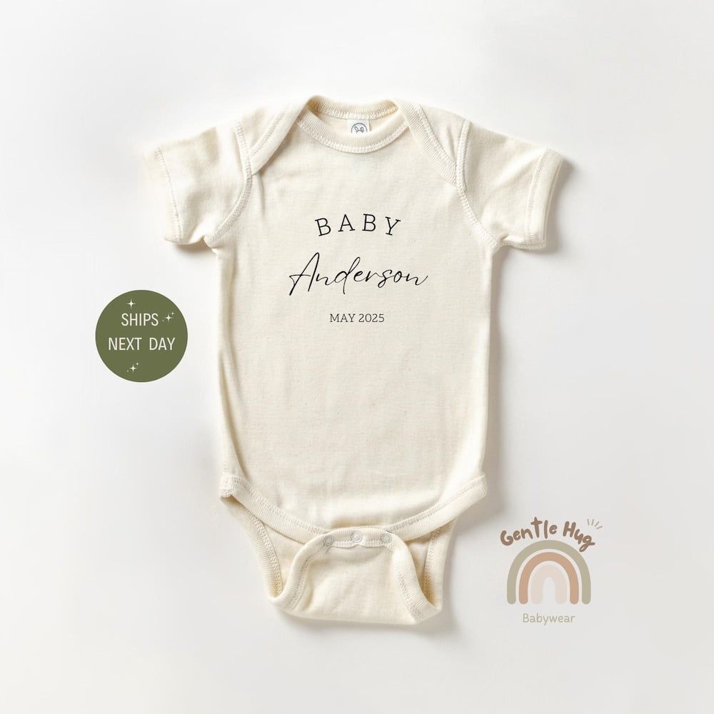 Baby Bodysuit BELLA CANVAS Baby Announcement Onesie, Cute Baby Shower Bodysuit, Adorable Infant ...
