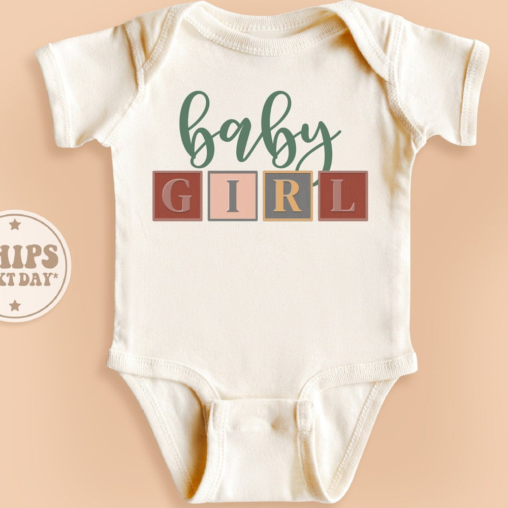 Baby Bodysuit BELLA CANVAS Baby Girl Onesie, Cute Natural Baby Girls Bodysuit, Gender Reveal ...