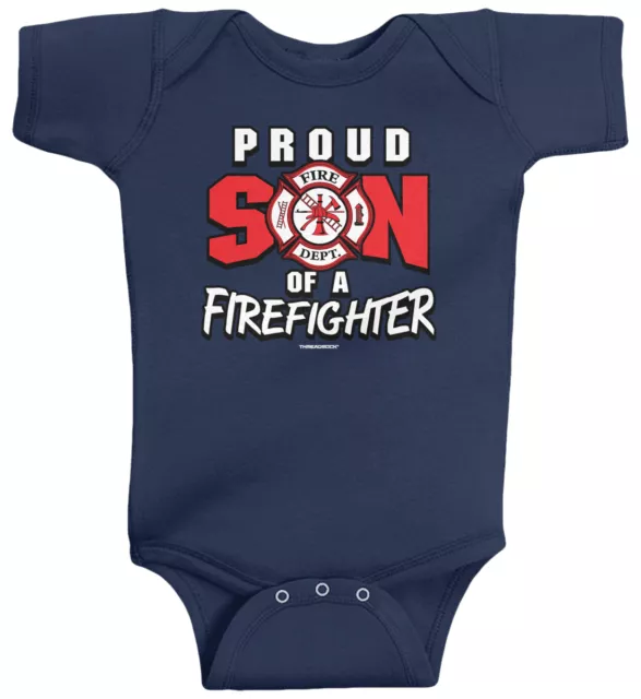 Baby Bodysuit BELLA CANVAS Baby Proud Son Of A Firefighter Infant Bodysuit Dad Daddy Fireman ...